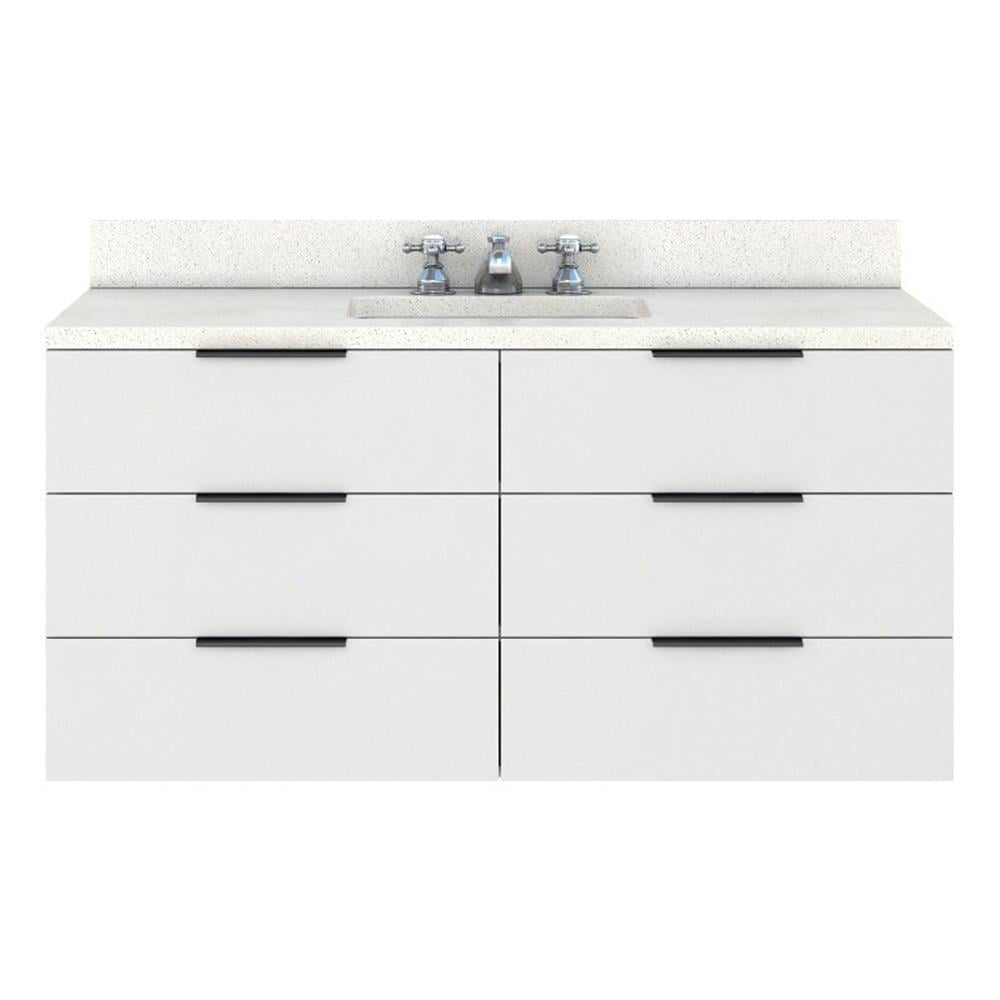 RoomAndLoft Soho 48" Wood Bathroom Vanity in White - Quartz Top & 1 ...