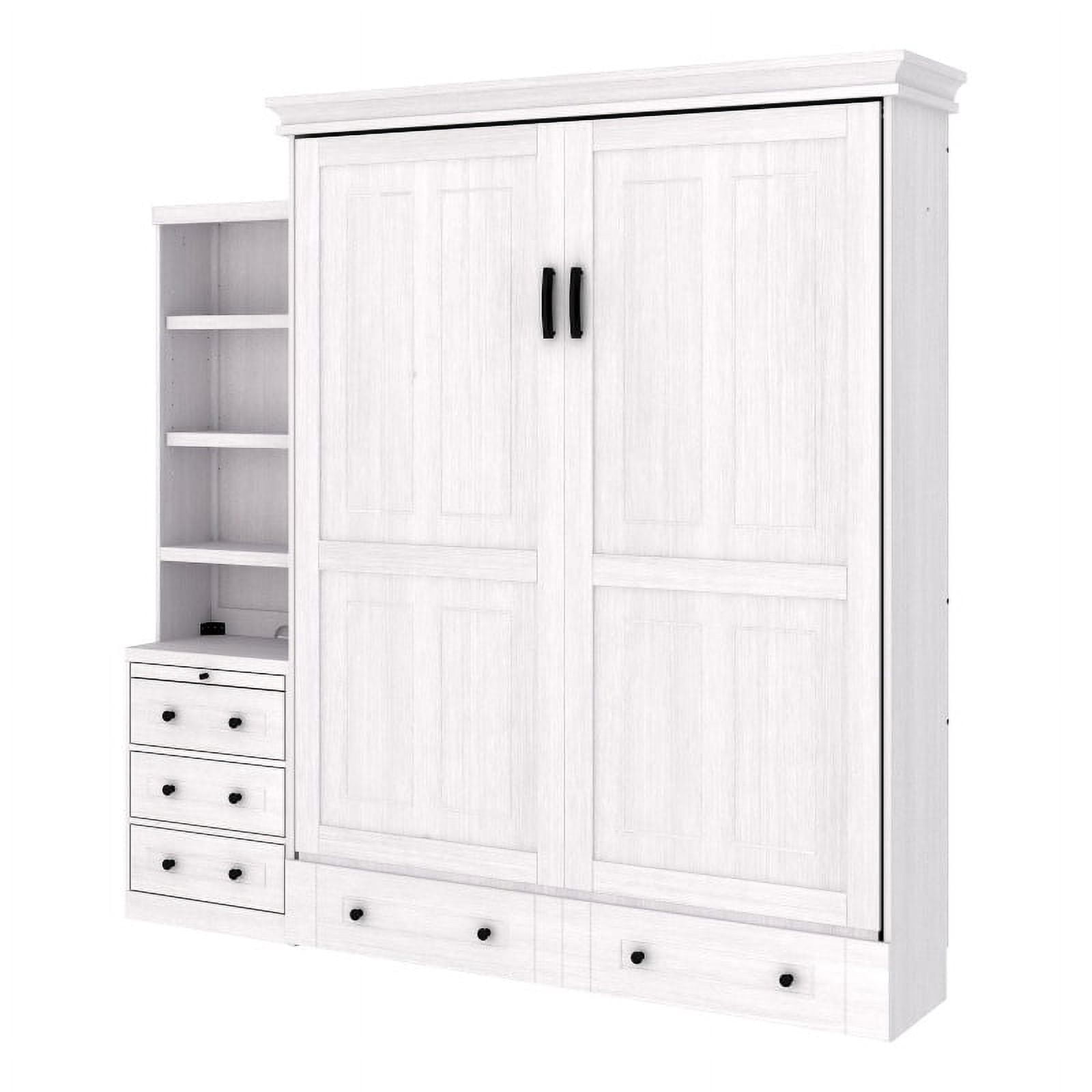 RoomAndLoft Windsor Queen Solid Wood Murphy Bed & 1 Pier in White ...