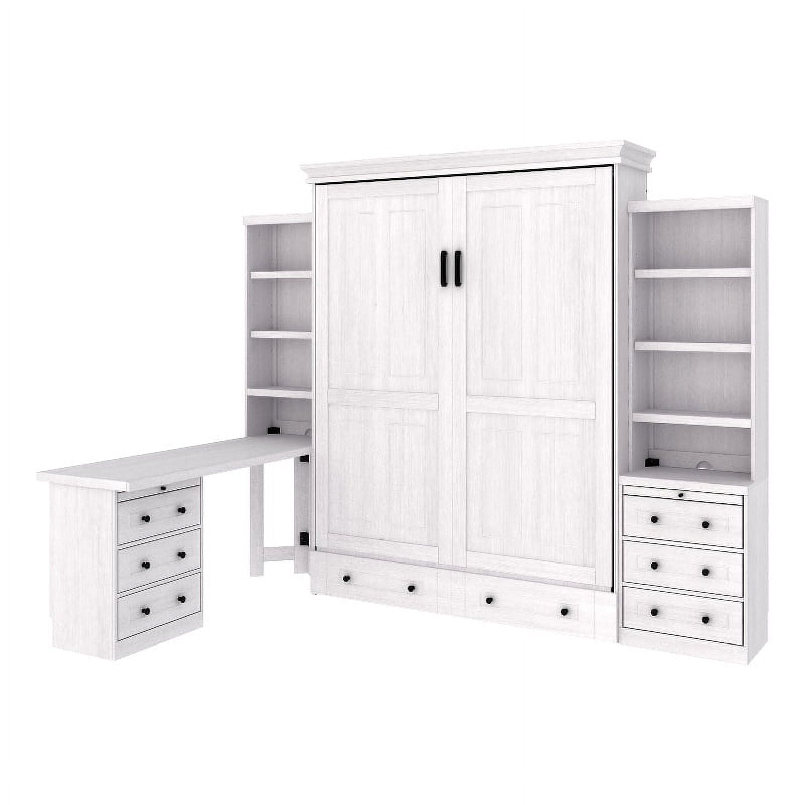 RoomAndLoft Windsor Queen Murphy Bed with Storage, Solid Wood, 2 Piers ...