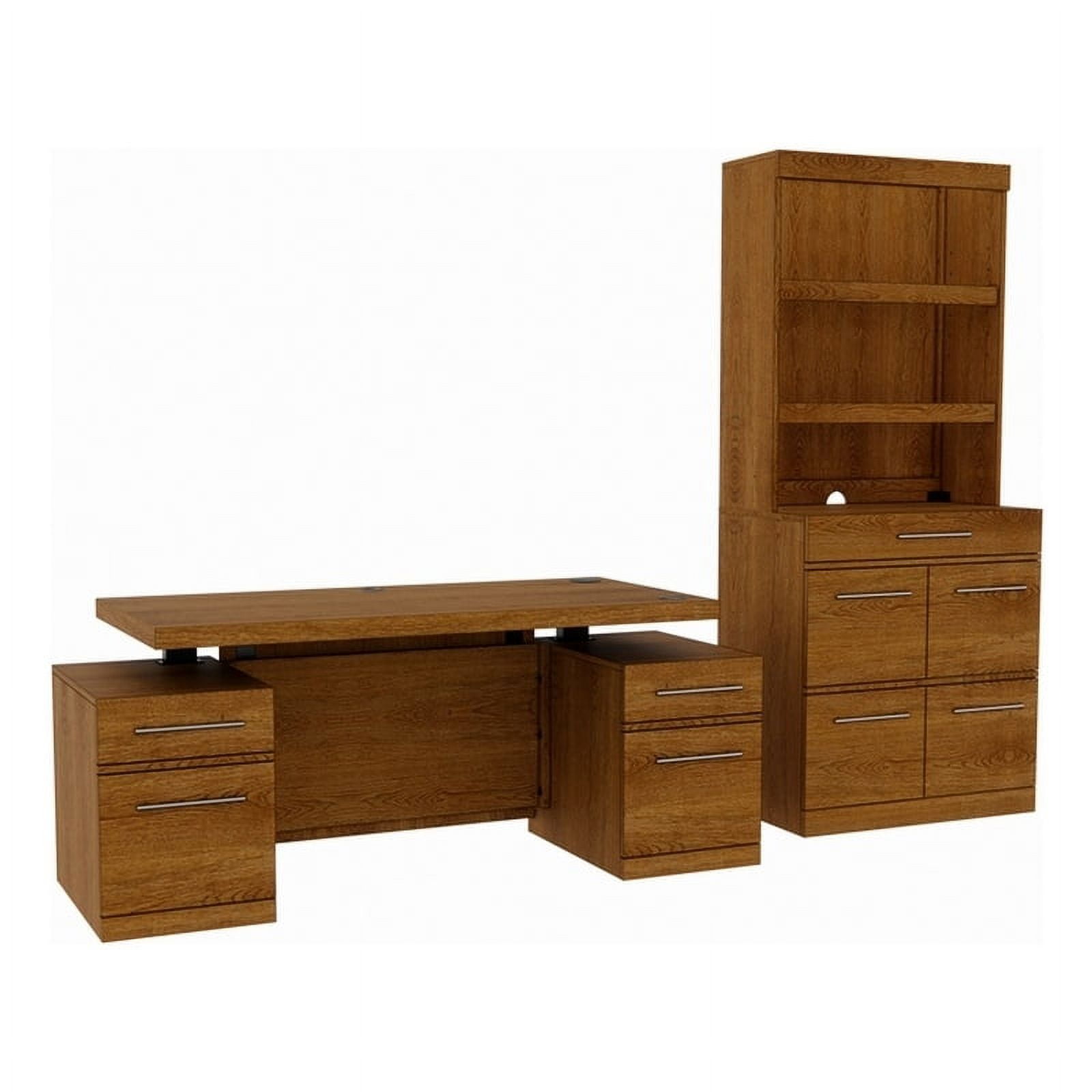 RoomAndLoft Wood Adjustable Height Sit-Stand Storage Desk & Bookcase in ...