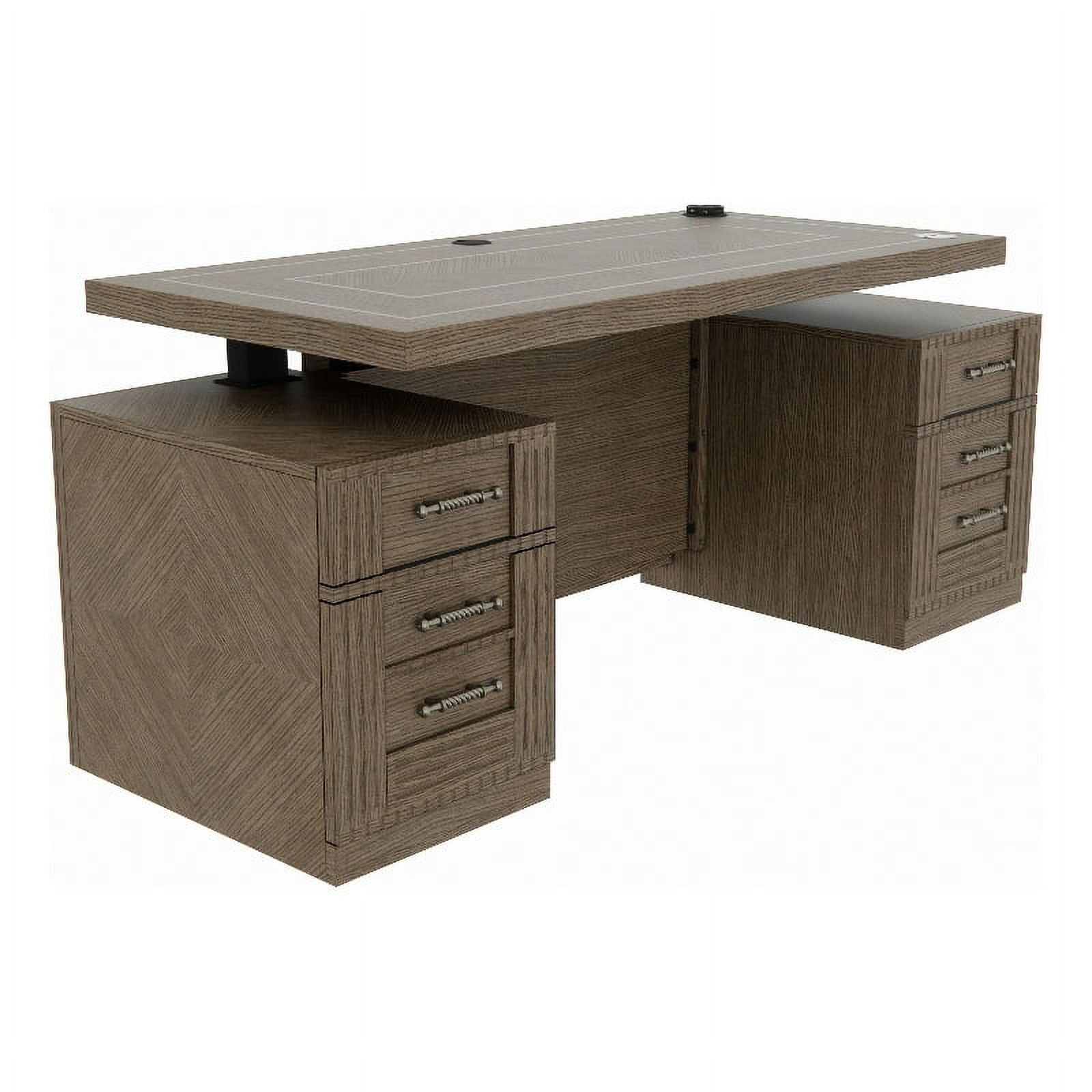 RoomAndLoft Wood Adjustable Height Sit-Stand Storage Desk with Drawers ...
