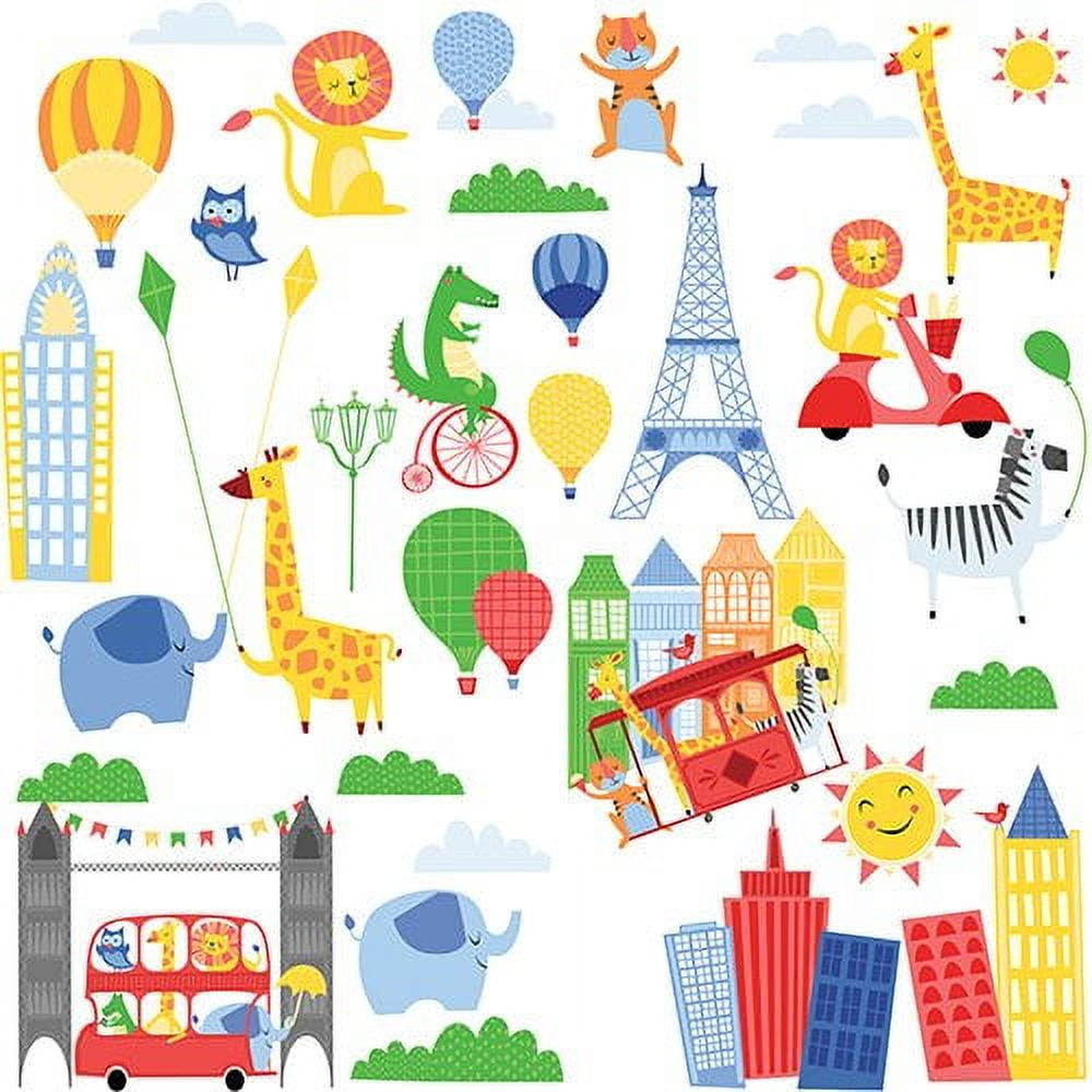RoomMates Animals in the City Peel and Stick Wall Decals - Walmart.com