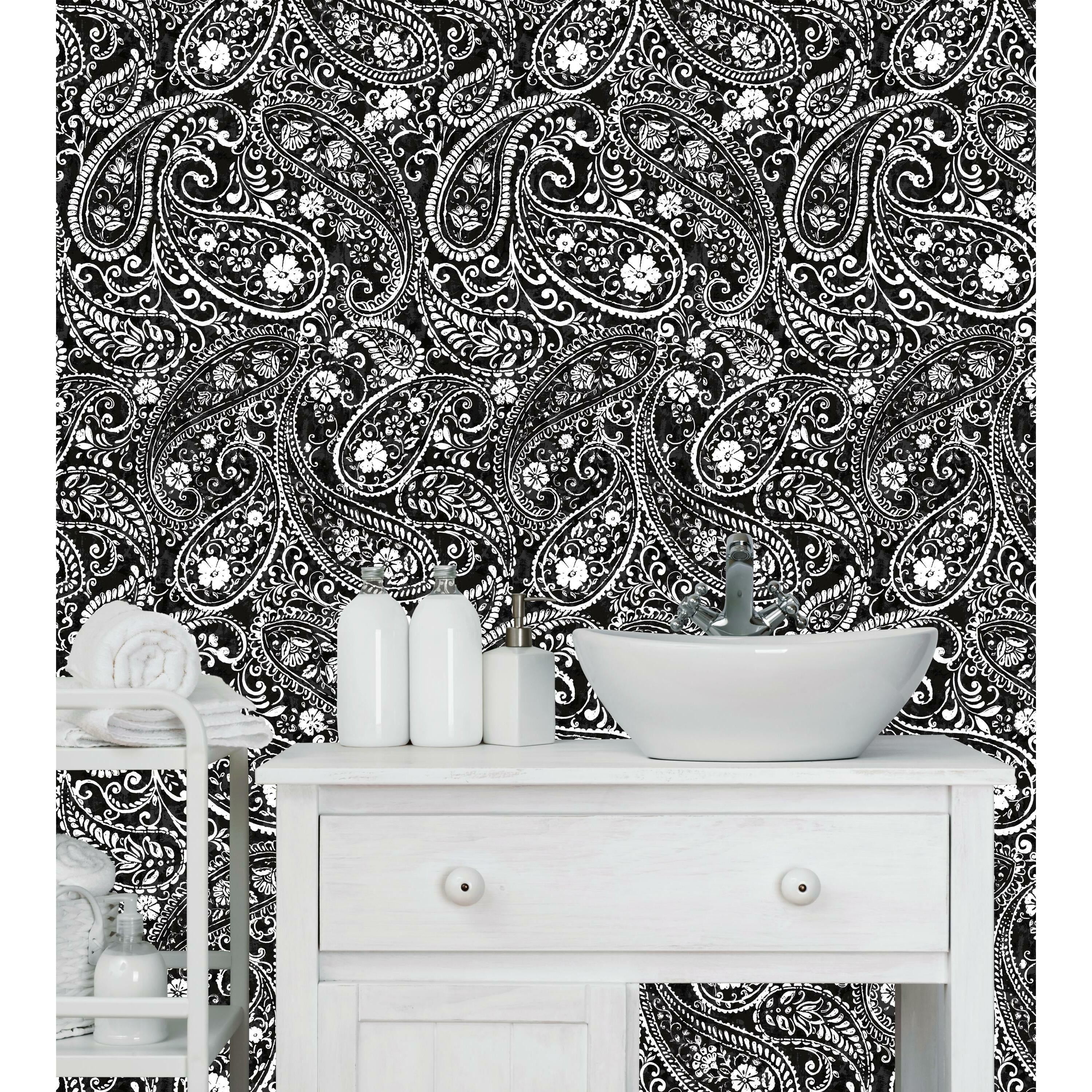 Black And White Paisley Wallpaper Bedroom