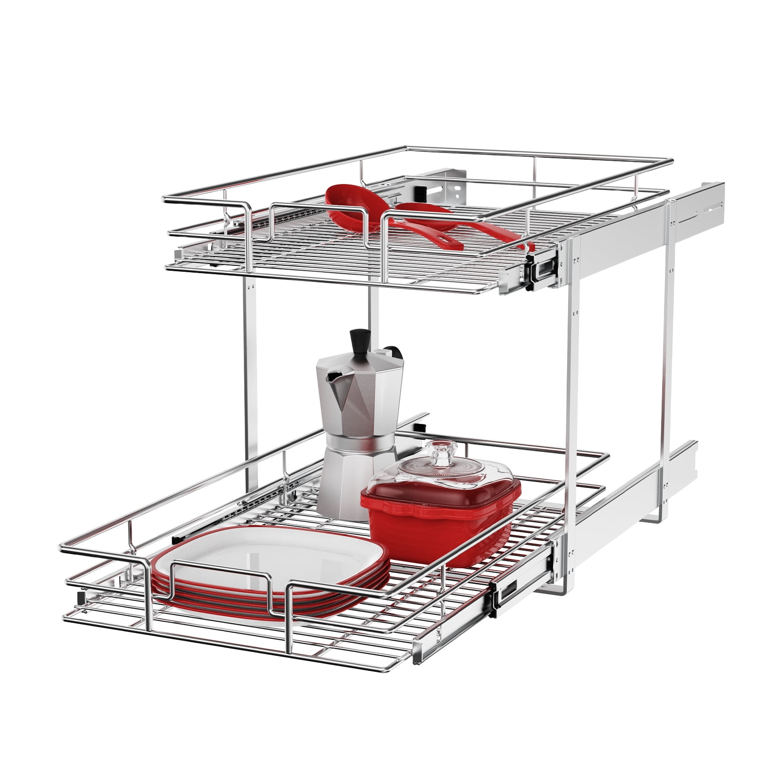 RoomTec 2 Tier Individual Pull Out Cabinet Organizer 11-in W x 21-in D ... RoomTec 2 Tier Individual Pull Out Cabinet Organizer 11-in W x 21-in D ...