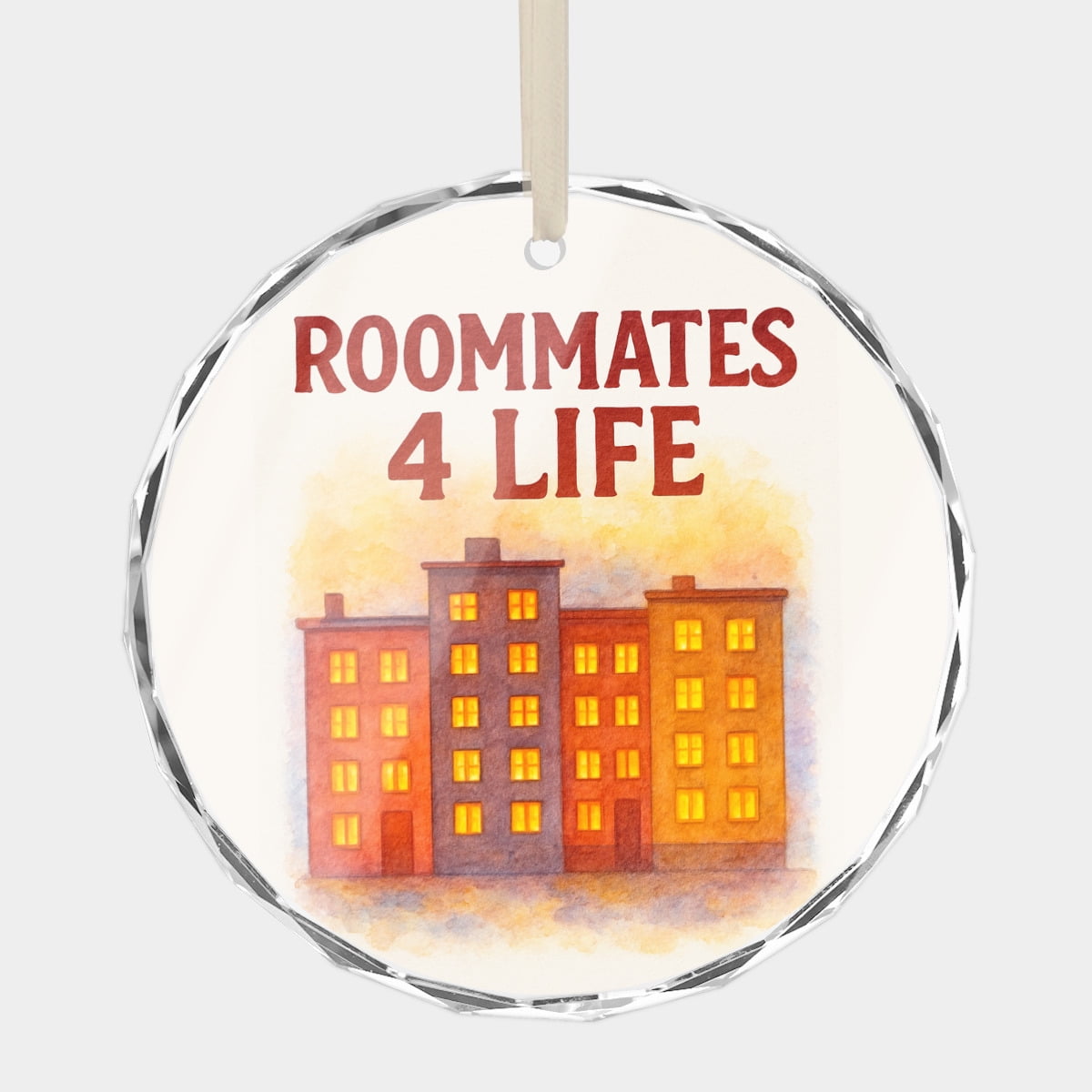 Roomates 4 Life, Roomie Quote Phrase for Dorm Friend 3" Crystal Glass ...