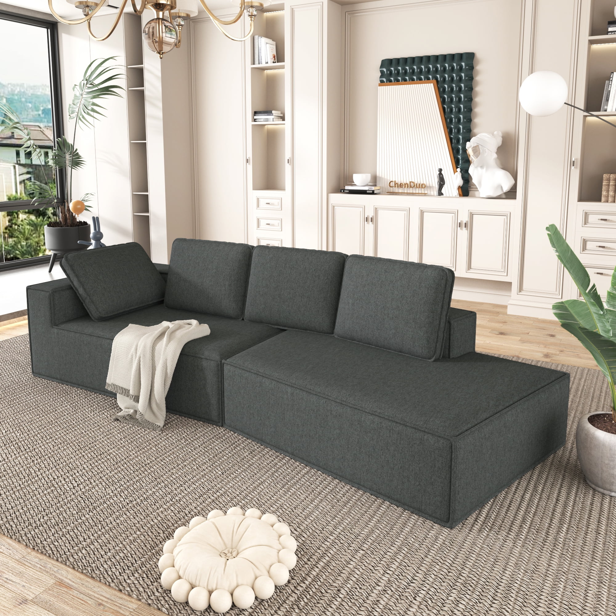 Roomfitters 125" Stylish Chaise Lounge Modern Indoor Lounge Sofa ...