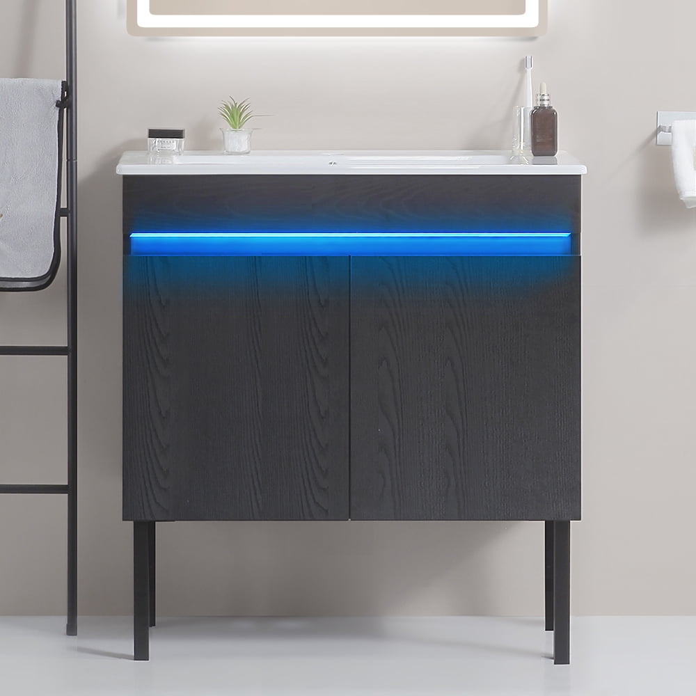 Roomfitters 30" Bathroom Vanity with Sink, Radar Sensing Light, Large ...