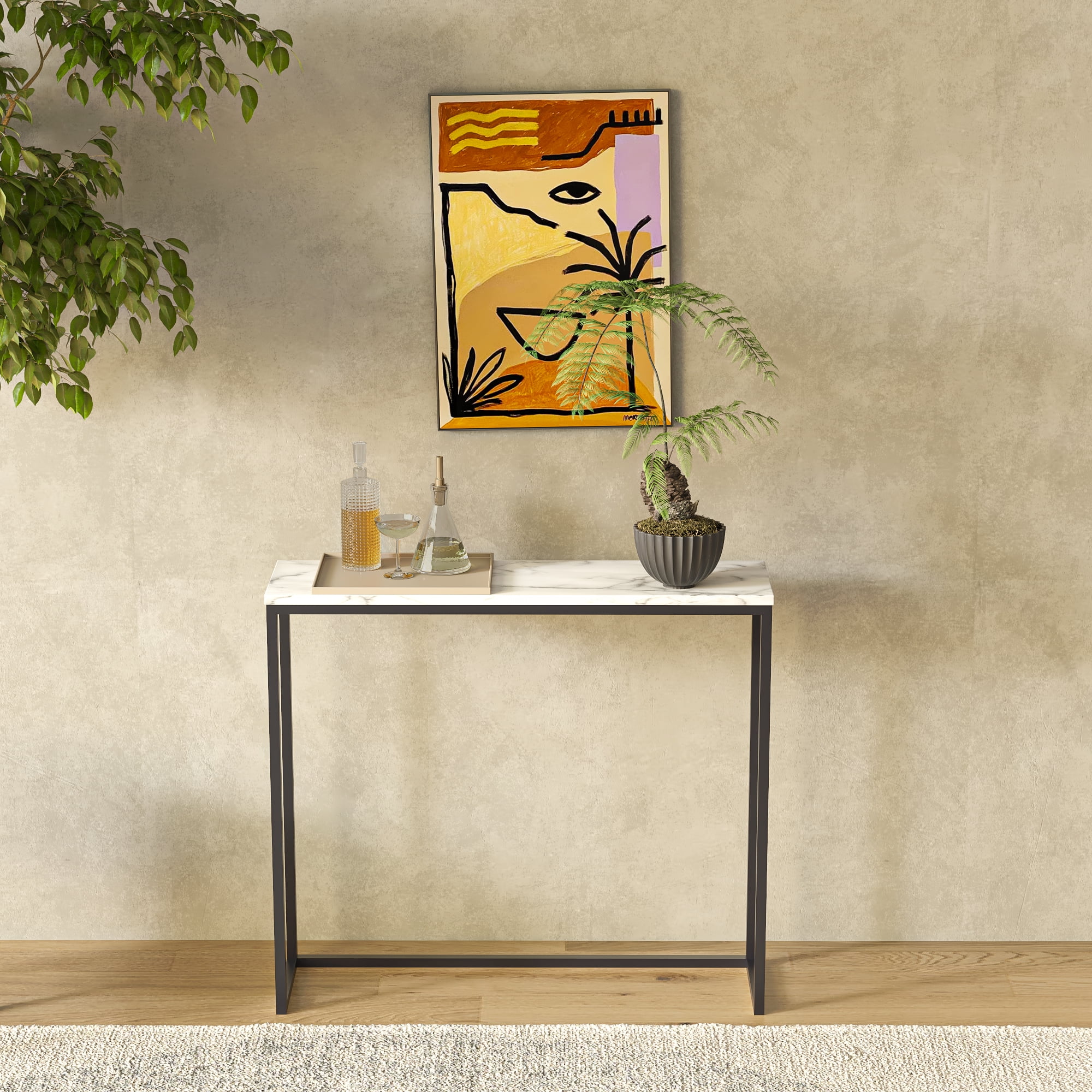 Roomfitters 36" Faux Marble Console Table for Entryway, Modern Sofa ...