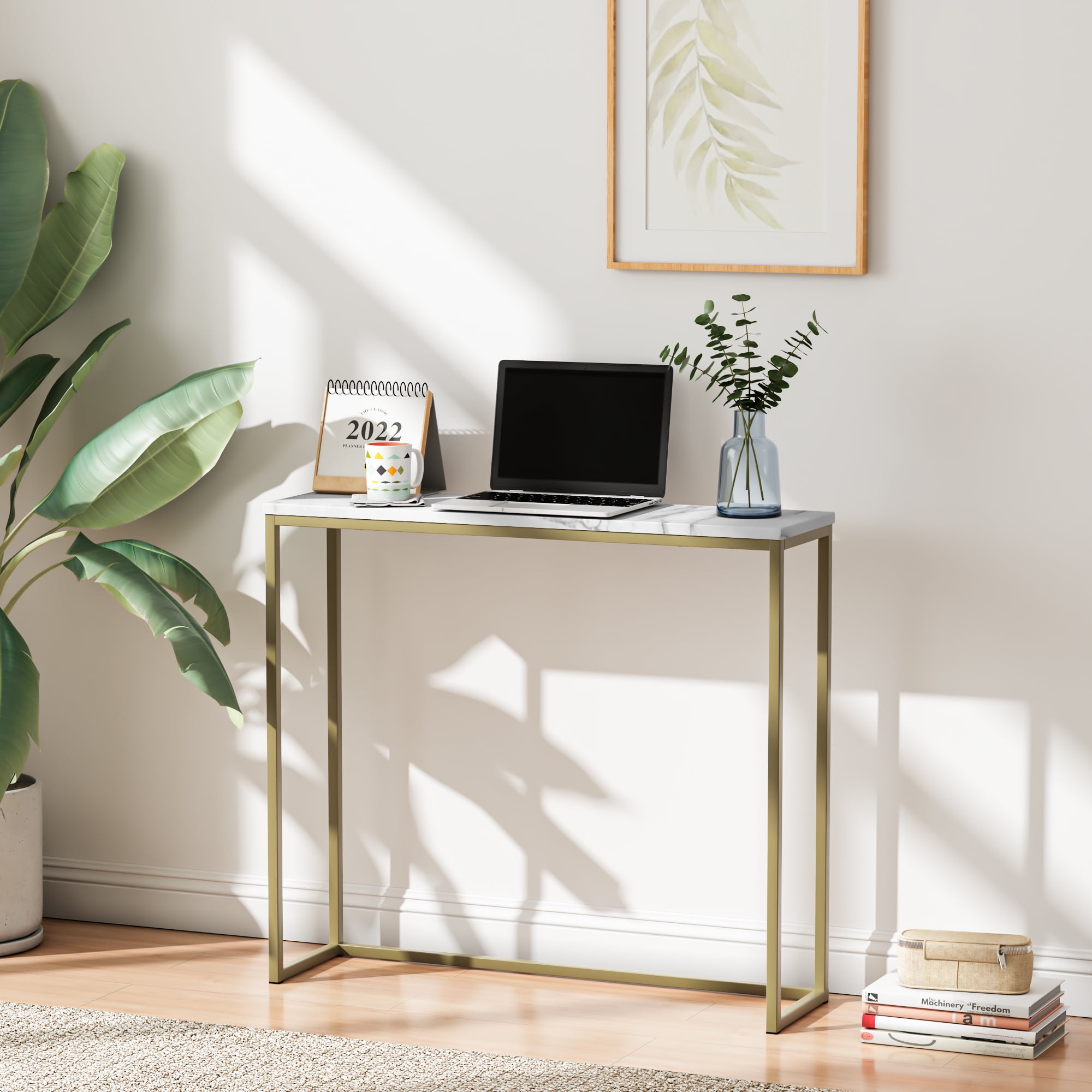 Roomfitters 36" Faux Marble Console Table for Entryway, Modern Sofa ...