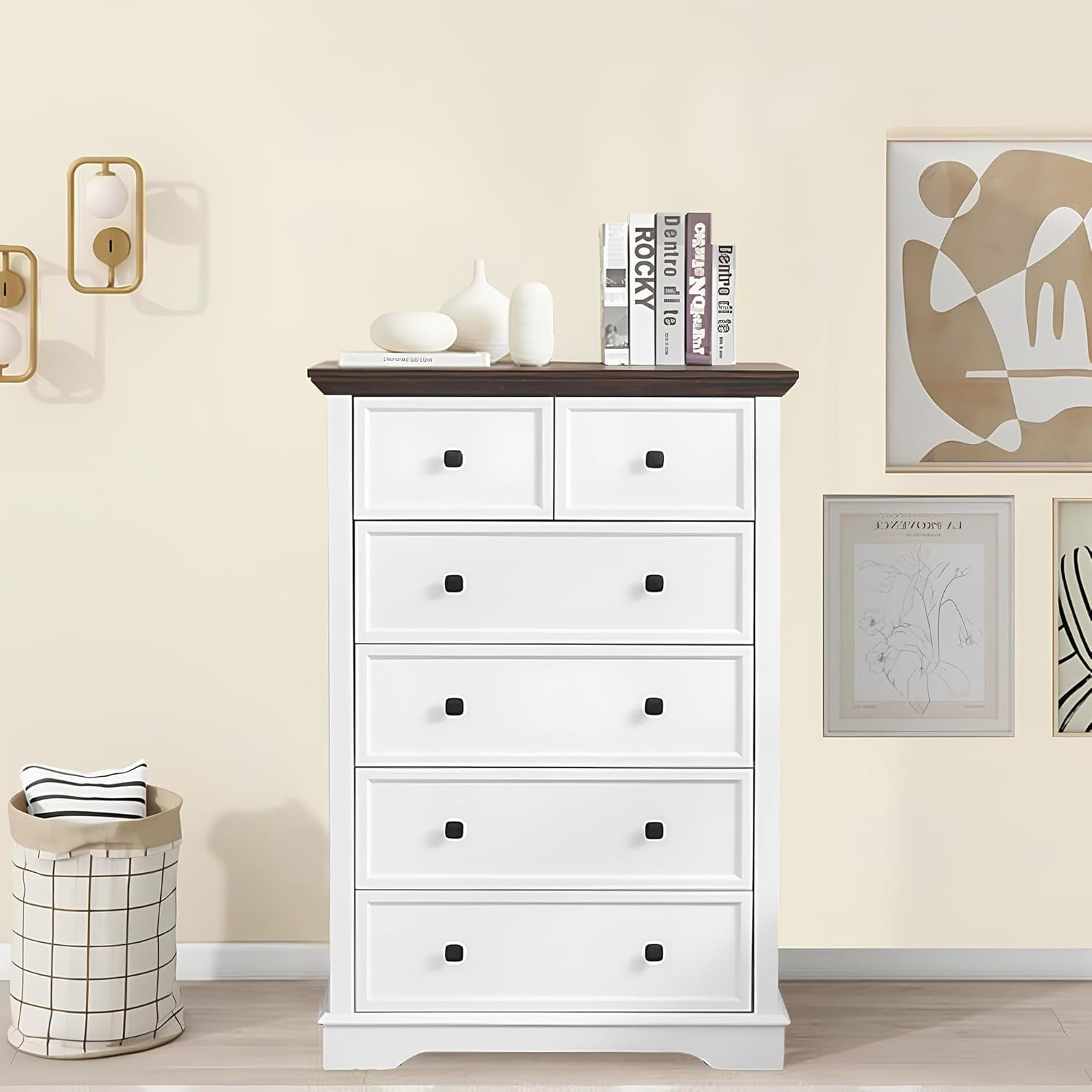 Roomfitters 6 Drawer Dresser,6 Drawers cabinet Tall Chest of Drawers Closet Organizers Storage ...