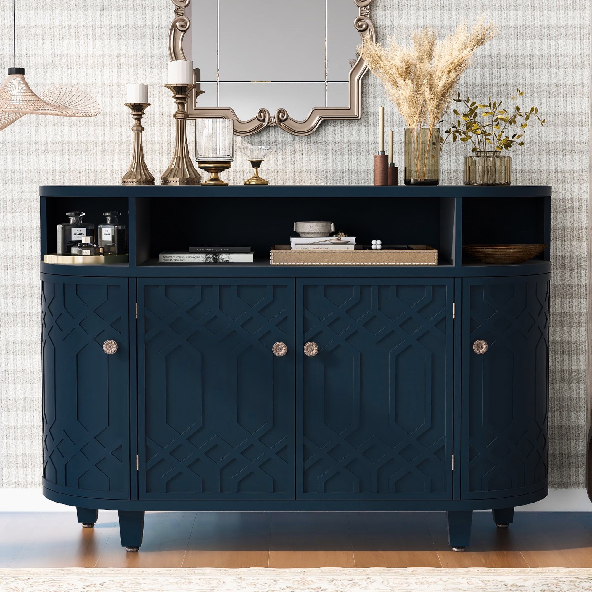 Roomfitters Curved Design Storage Cabinet Made of Fraxinus Mandschuric ...