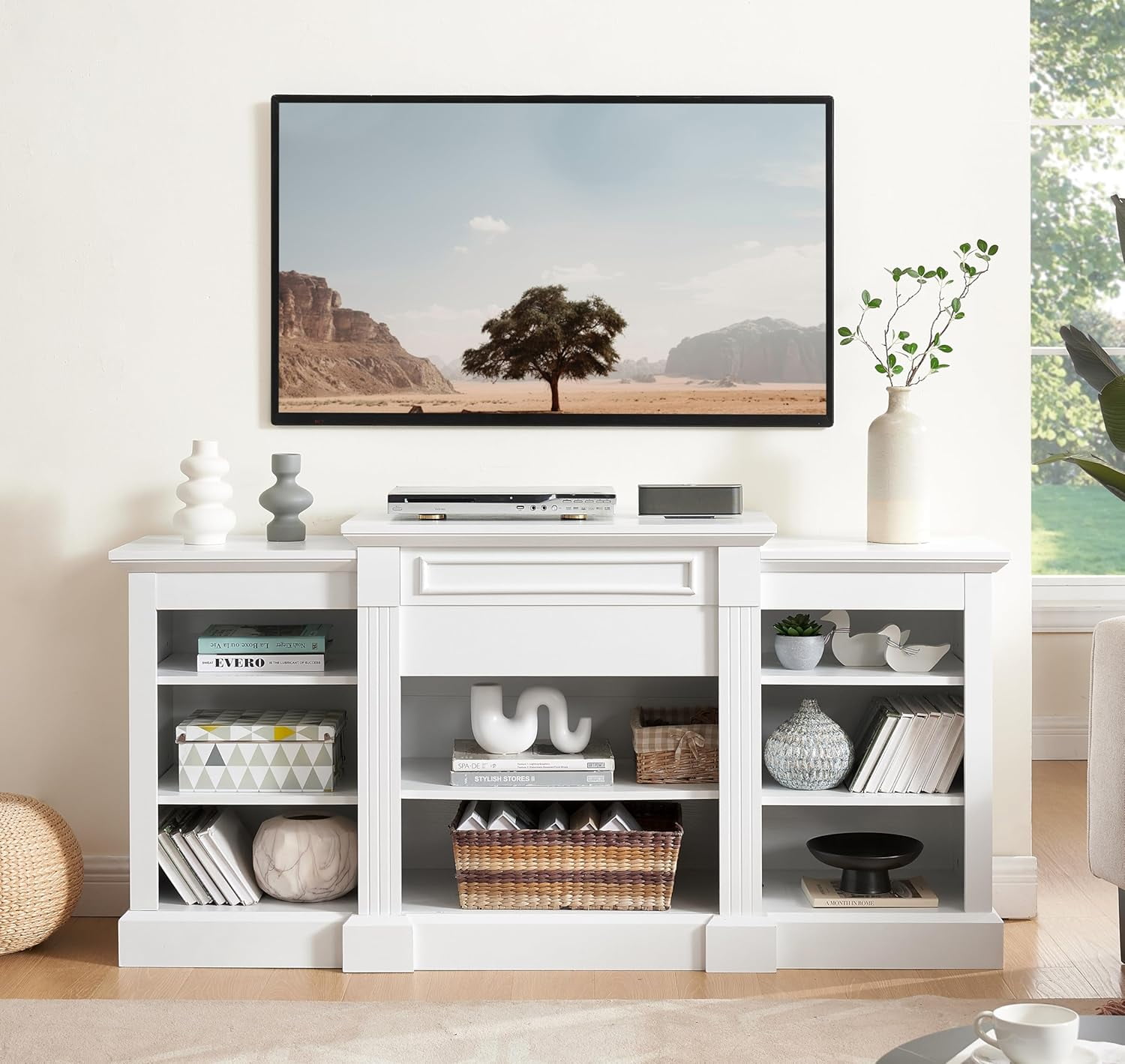 Roomfitters Media Console Table with Large Storage Cabinet, Modern TV ...