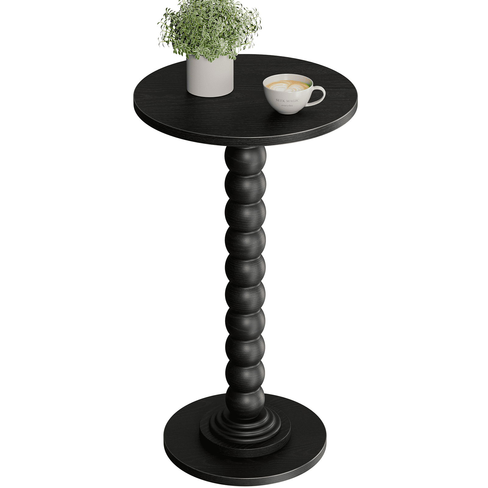 Roomisland Side Table for Small Spaces, Round End Table with Solid Wood ...