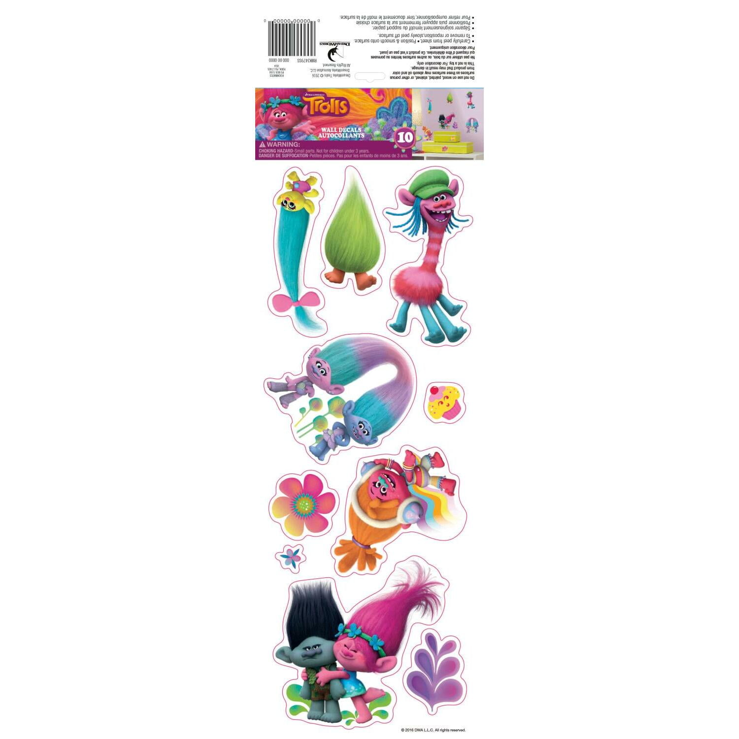 Roommates Trolls Movie Wall Decals RMK3479SS Officially licensed Girls ...