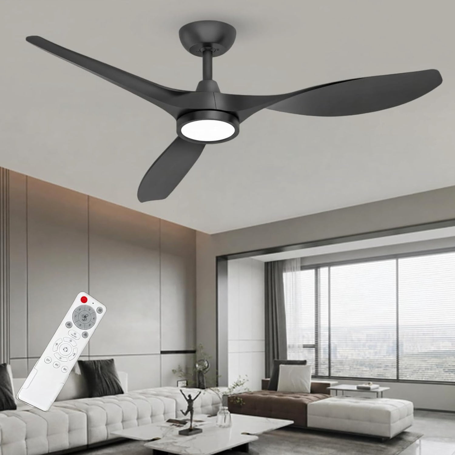 Roomratv 52'' Modern Ceiling Fan with Light, Wide Blade Design, Remote ...