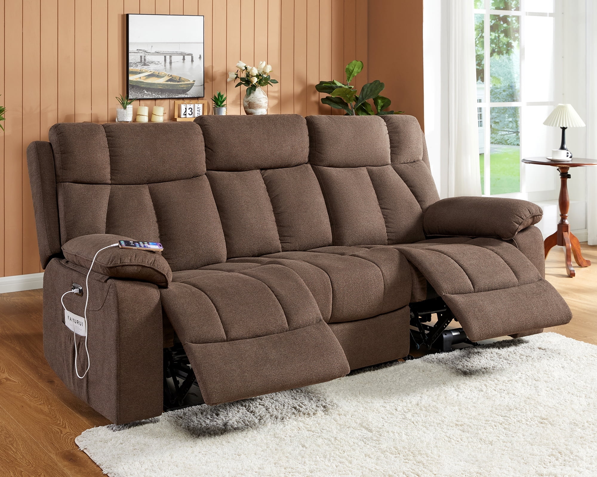 Roomy Homy Home Theater Seating Seats, Power Reclining Sofa with USB ...