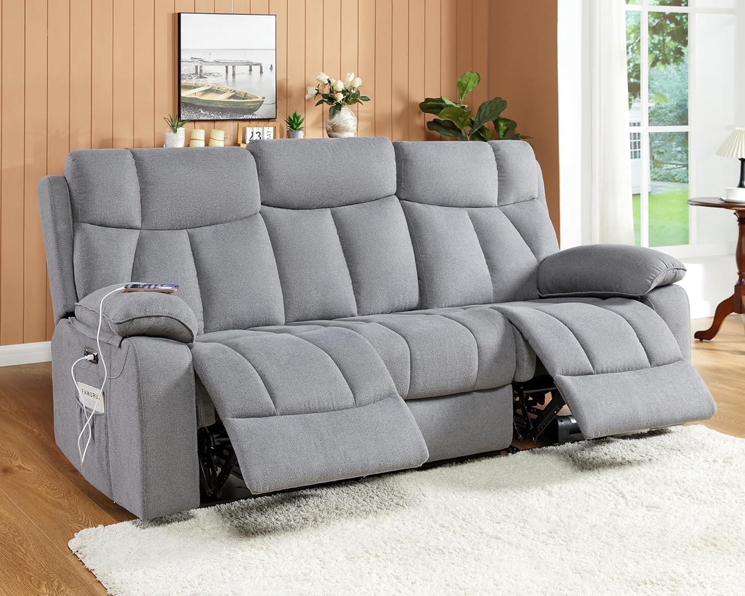 Roomy Homy Home Theater Seating Seats, Power Reclining Sofa with USB ...