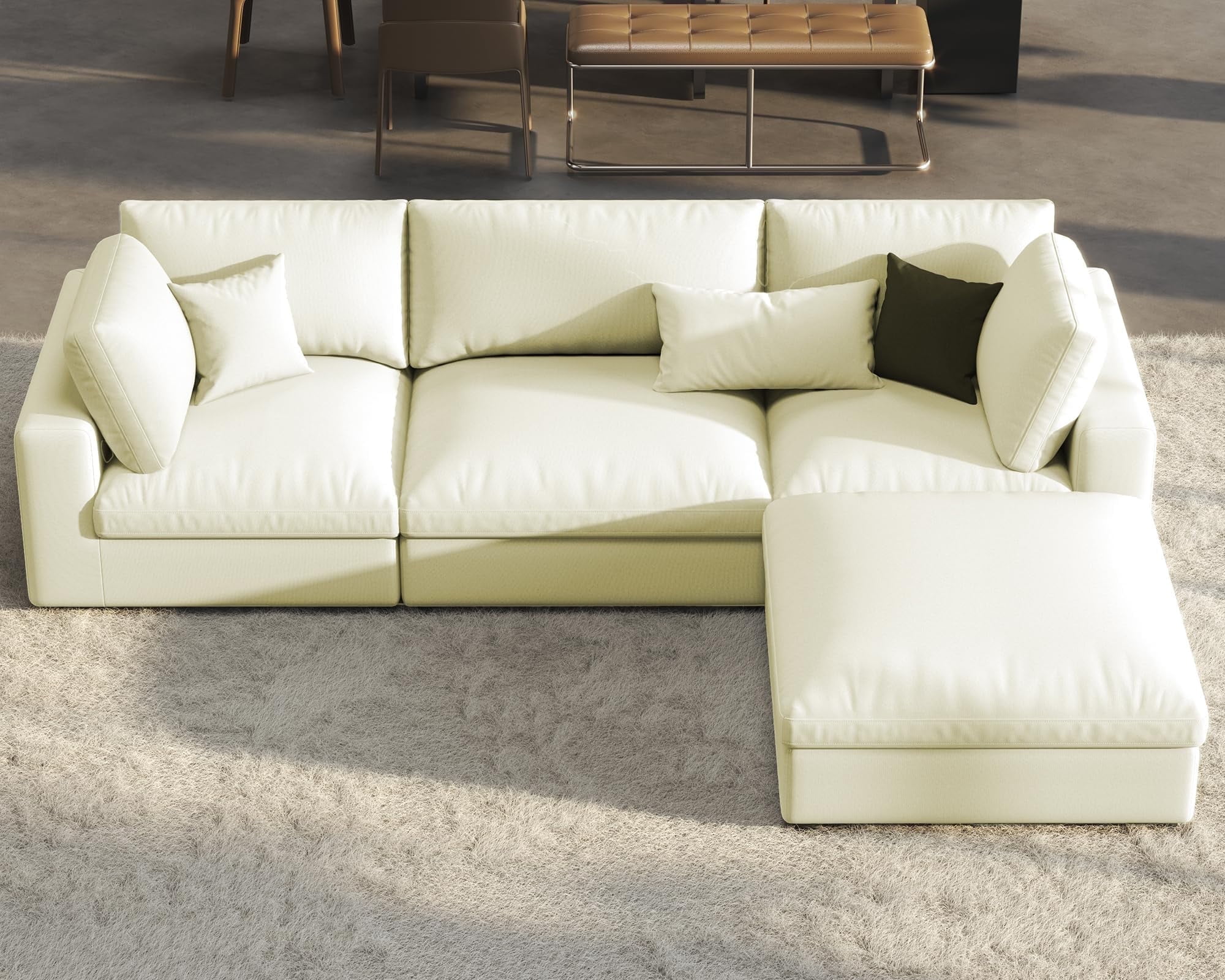 Roomy Homy Modular Sectional Sofa, 114 Inches Oversized Down Filled ...