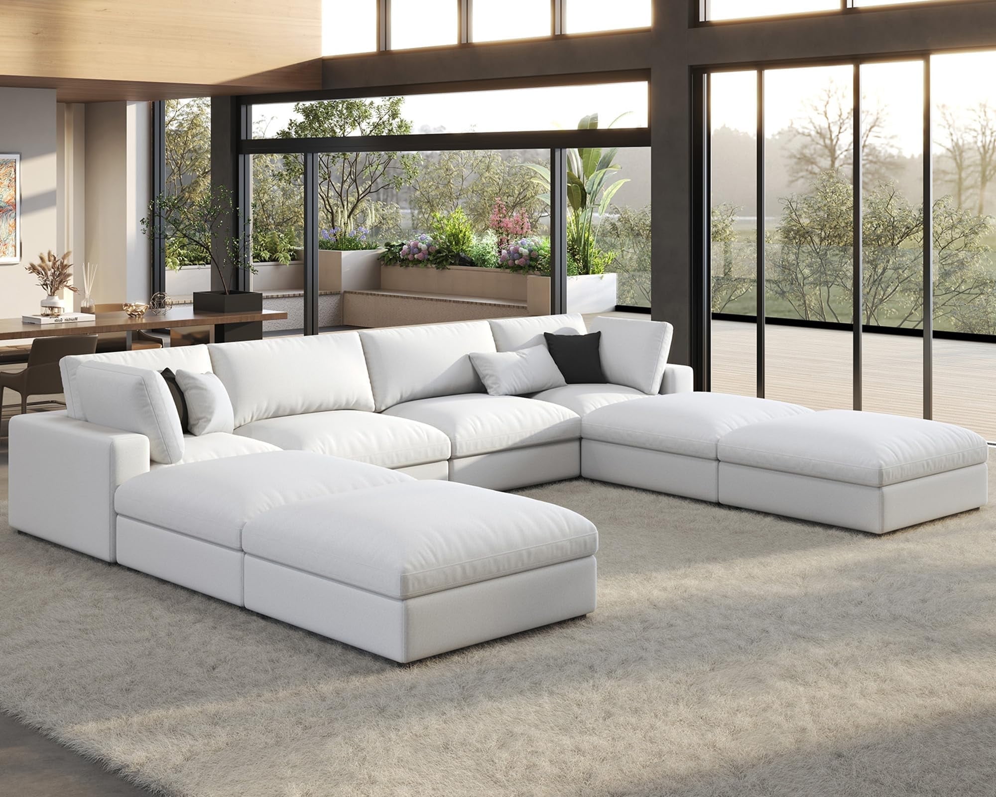 Roomy Homy Modular Sectional Sofa, 152 Inches Down Filled Sectional ...