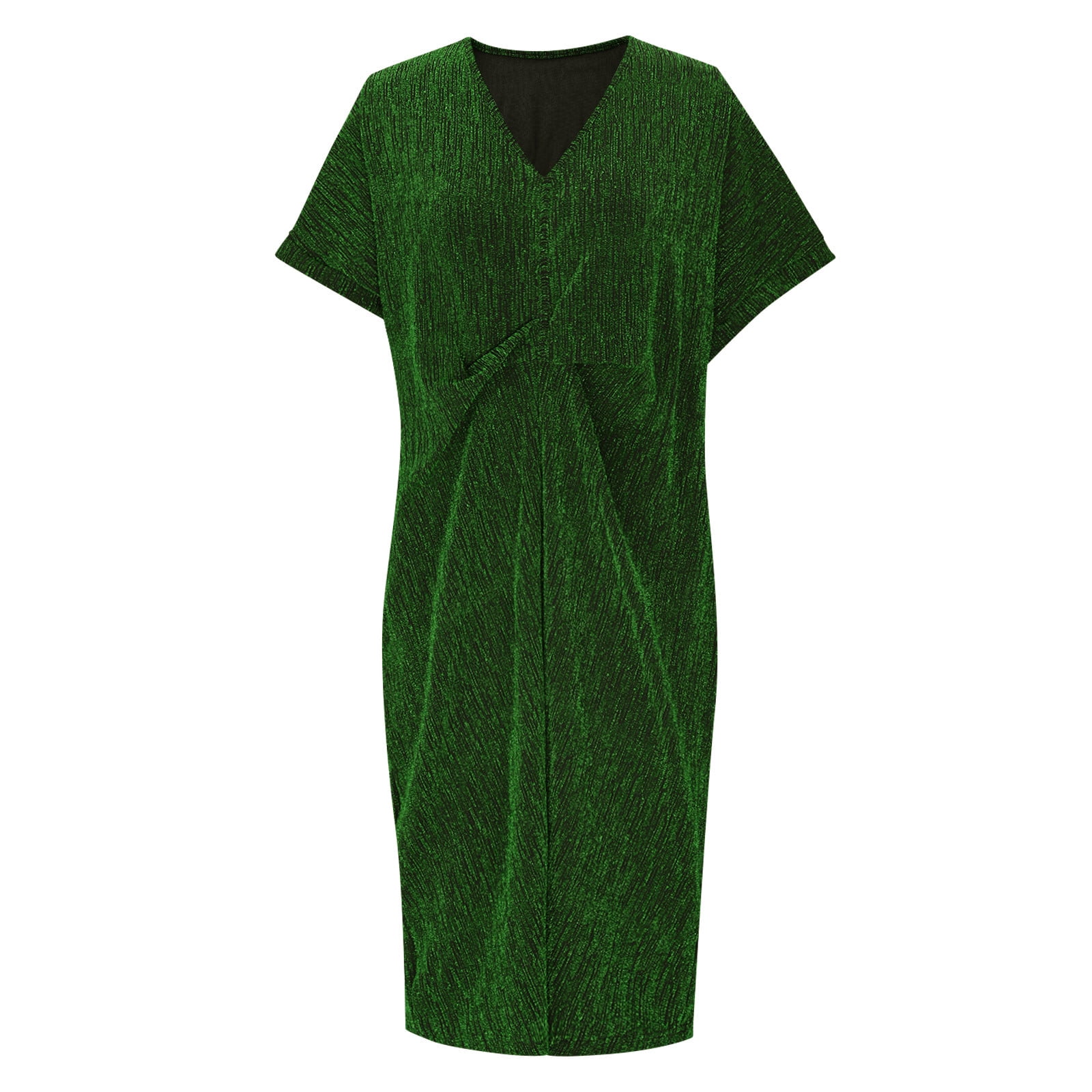 Roomy Party Dress Shiny V Neck Dressy Mature Evening Gowns Mid Length ...