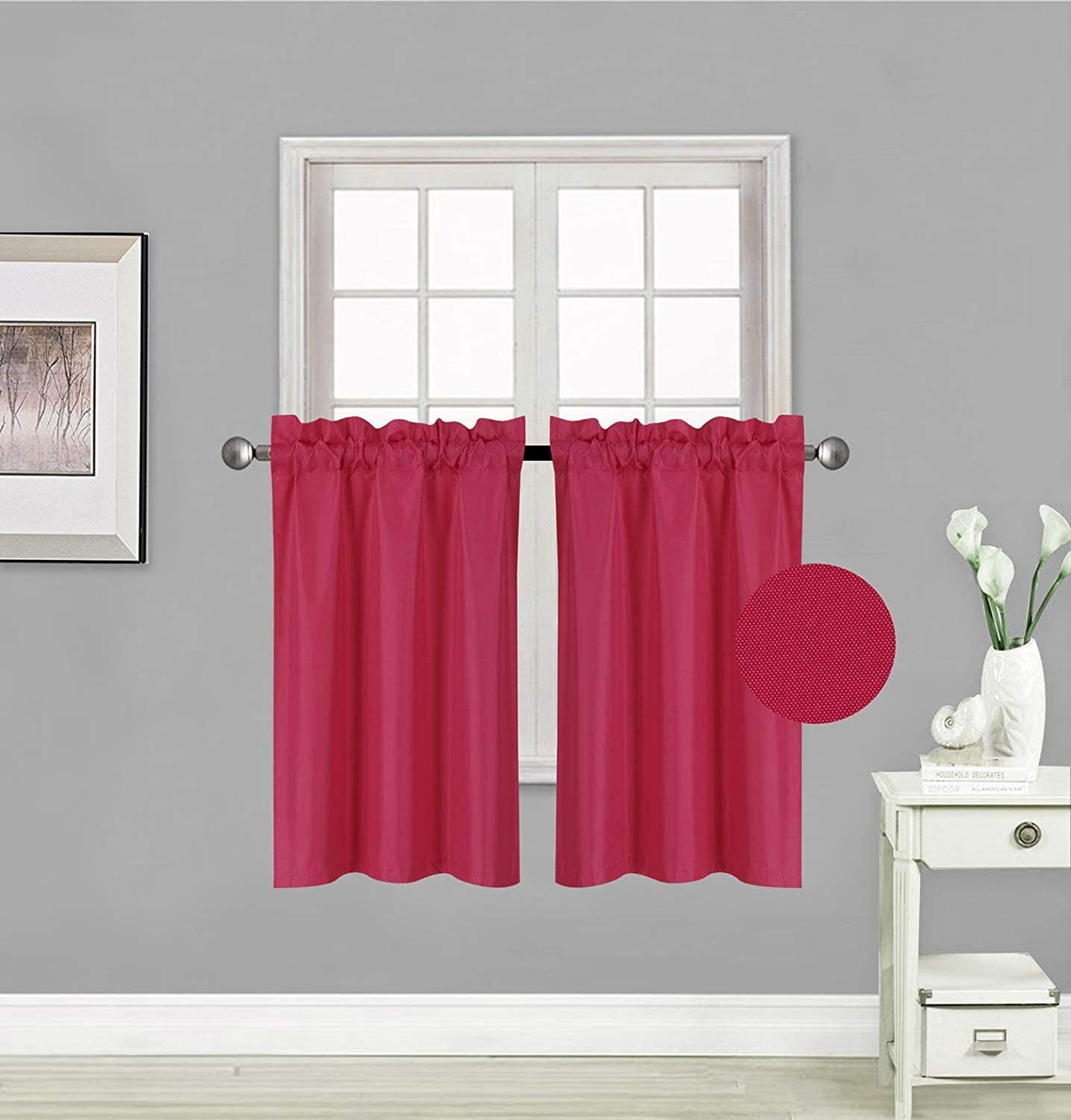 Rooney Blackout Kitchen Curtains, 2 Panels, Thermal Insulated, Room ...