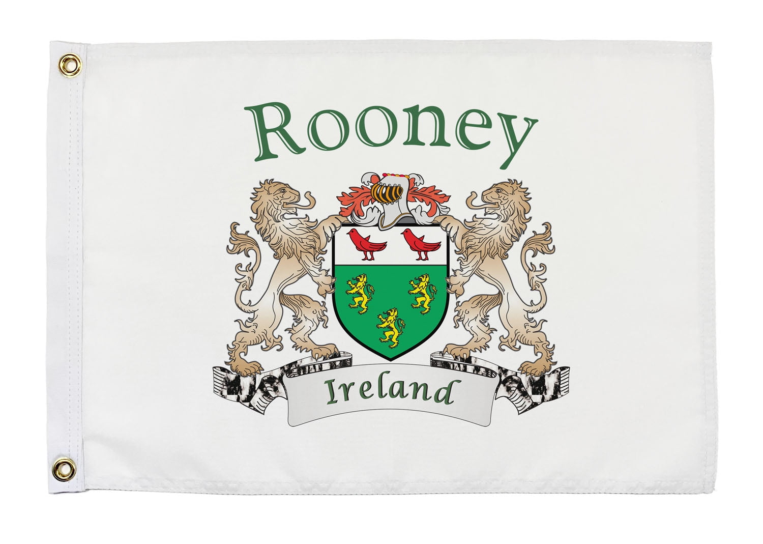 Rooney Irish Coat of Arms Small White Flag - 16"x10.5" inches - Walmart.com