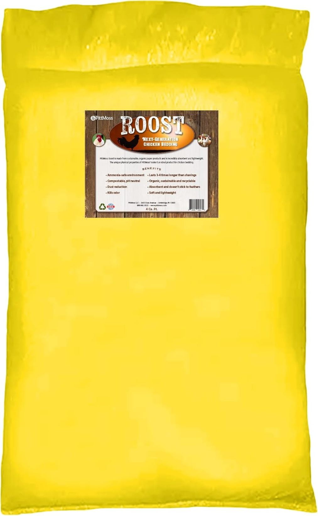 Roost Eco-Friendly, Organic, Peat-Free Poultry Bedding, 4 Cubic Feet ...