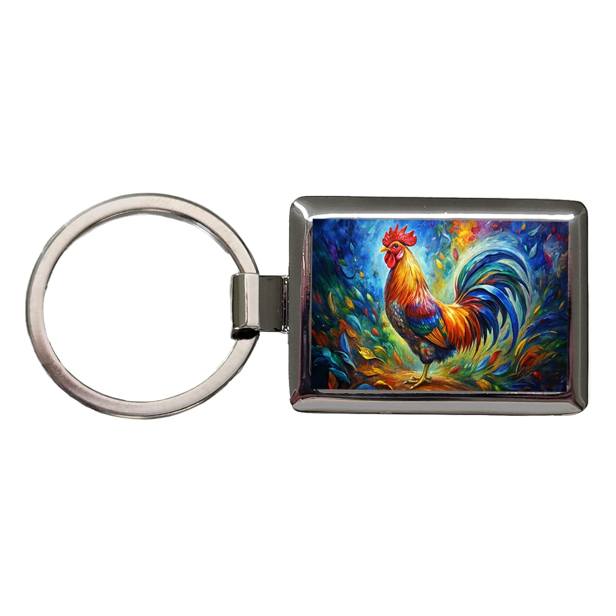 Rooster Abstract Art Metal Rectangle Keychain - Walmart.com