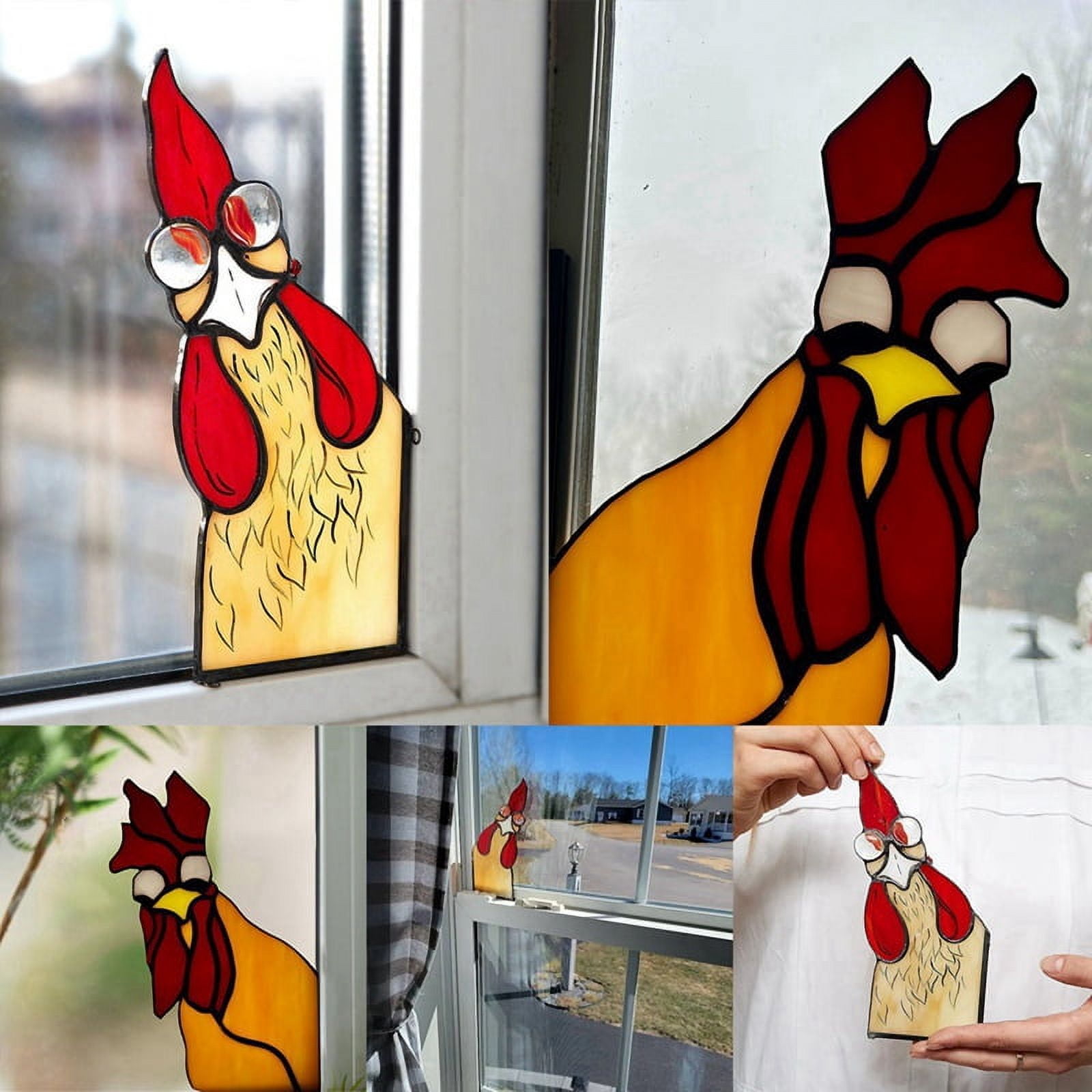 Rooster Acrylic Window Hanging,Unique Rooster Stained Acrylic for ...