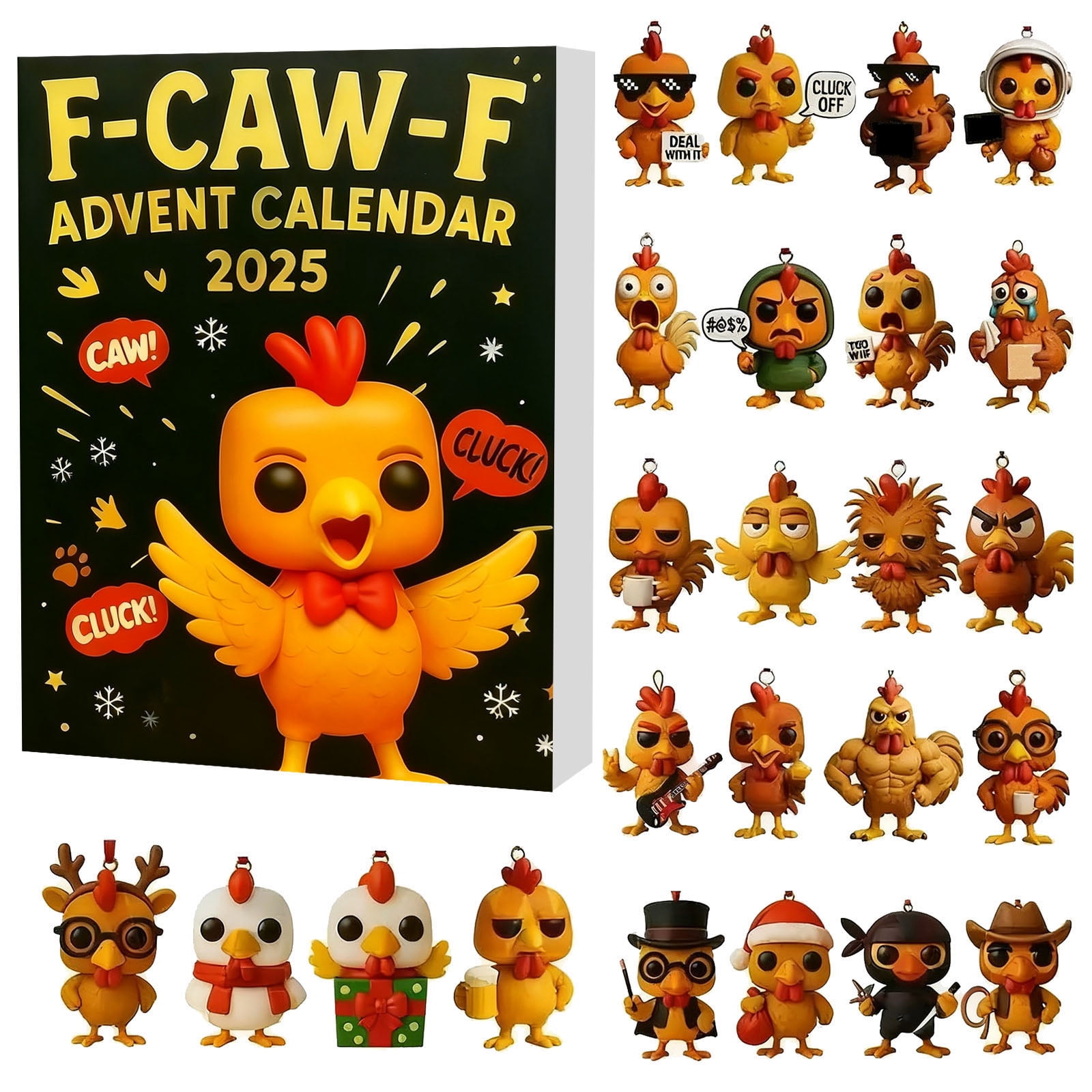 Rooster Advent Calendar 2025, 24 Days 2D Acrylic Keychain & Ornament ...