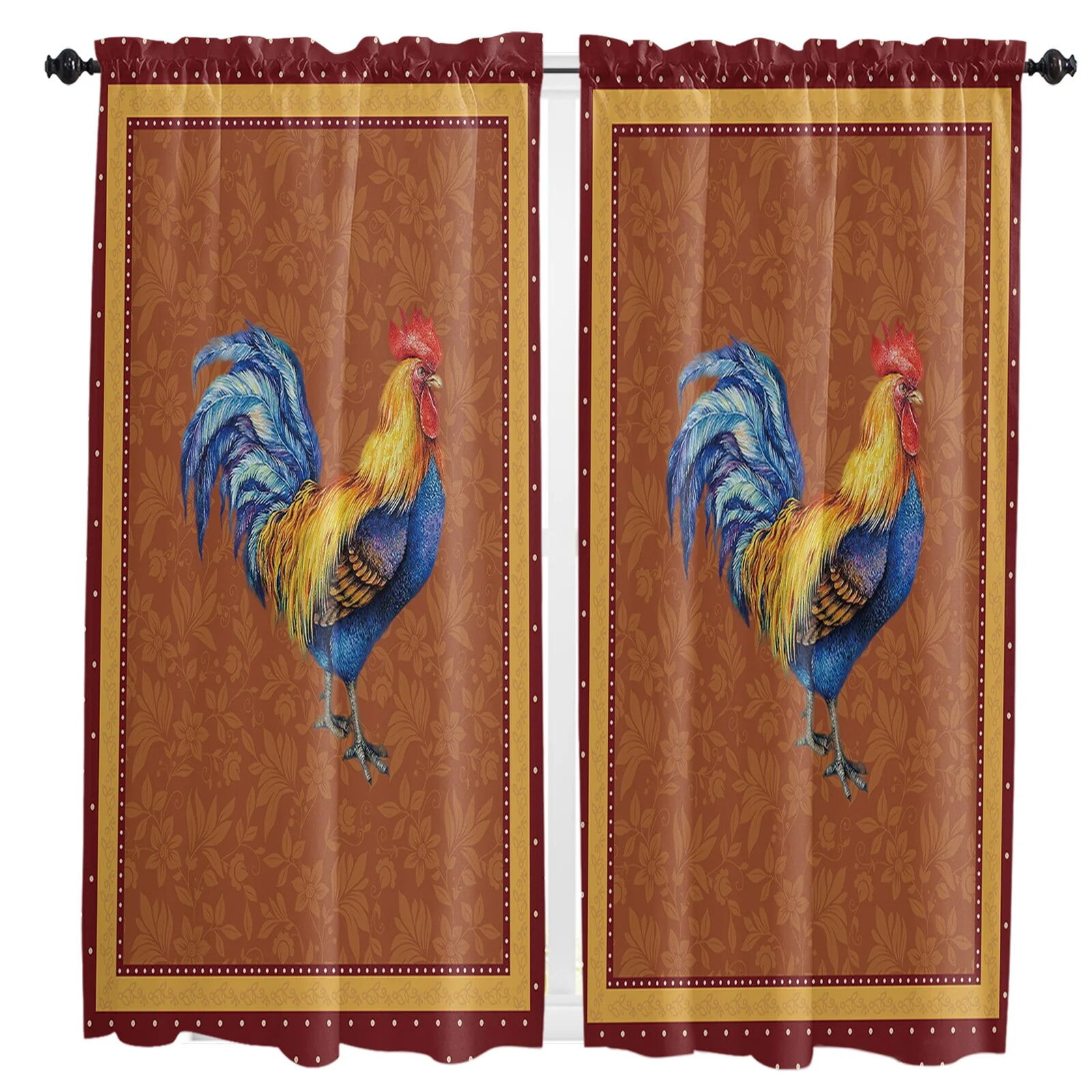 Rooster Animal Farm Polka Dot Curtain Home Decoration Living Room Short ...