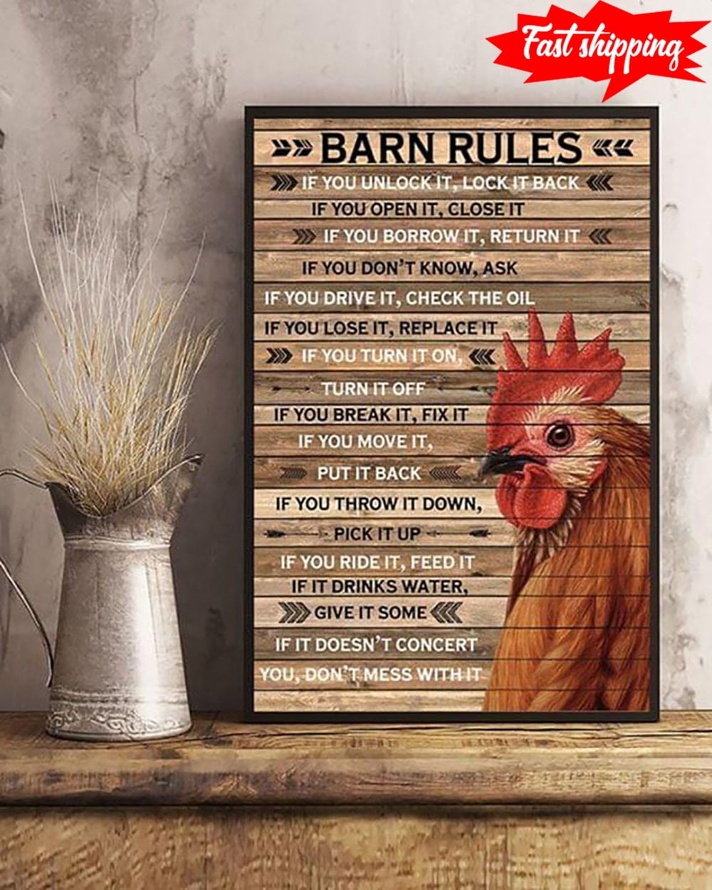 Rooster Barn Rules If You Unlock It, Lock It Back If You Open It, Close ...