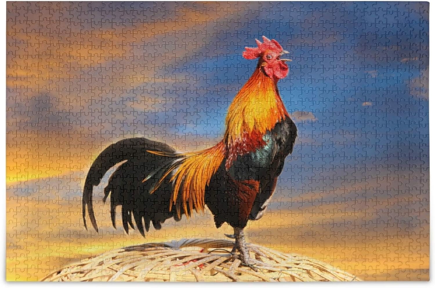 Rooster - Beautiful Rooster with Sunset Sky Jigsaw Puzzles for Adults ...
