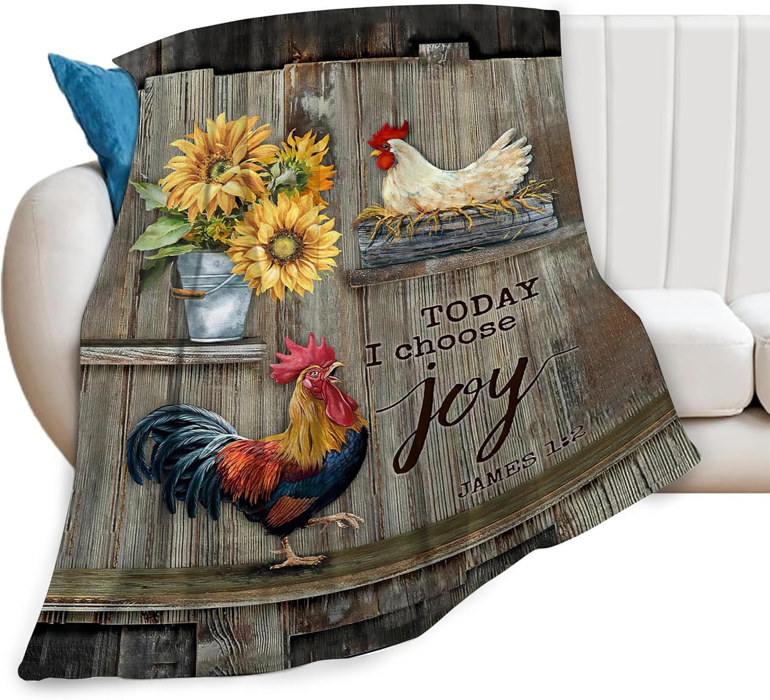 Rooster Blanket Chicken Hen Throw Blankets Plush Cozy Flannel Fleece ...