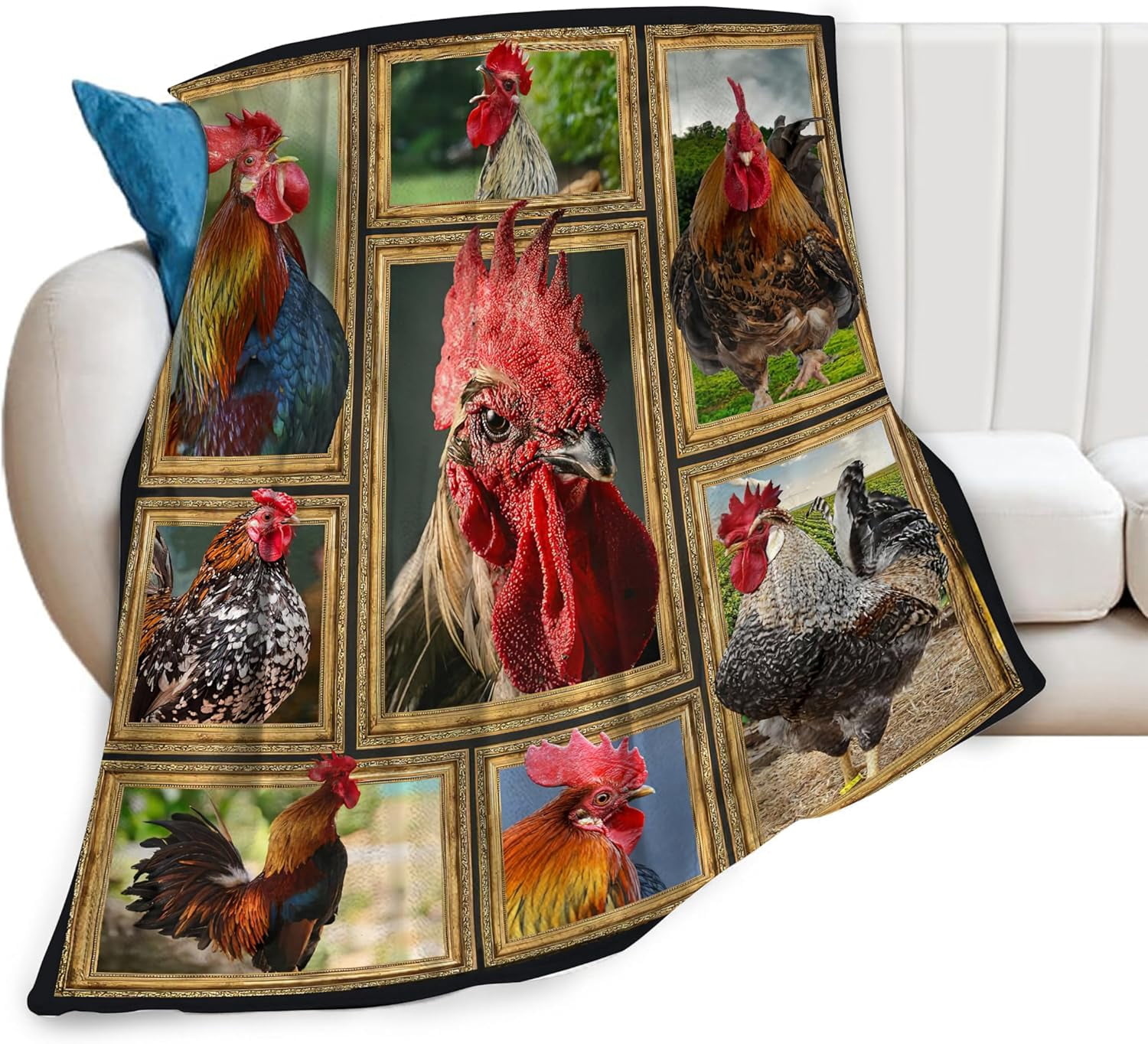 Rooster Blanket Chicken Throw Blankets for Adult Women Girls Plush Cozy ...