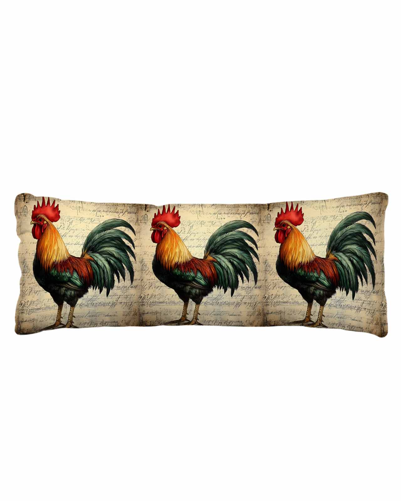 Rooster Body Pillow Cover 20 x 54 Inch Decorative Pillow Cover Vintage ...
