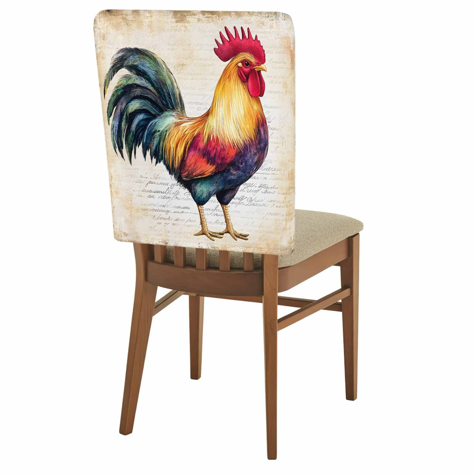 Rooster Chair Back Covers Set of 6, Retro Chicken Farm Animal Rustic ...