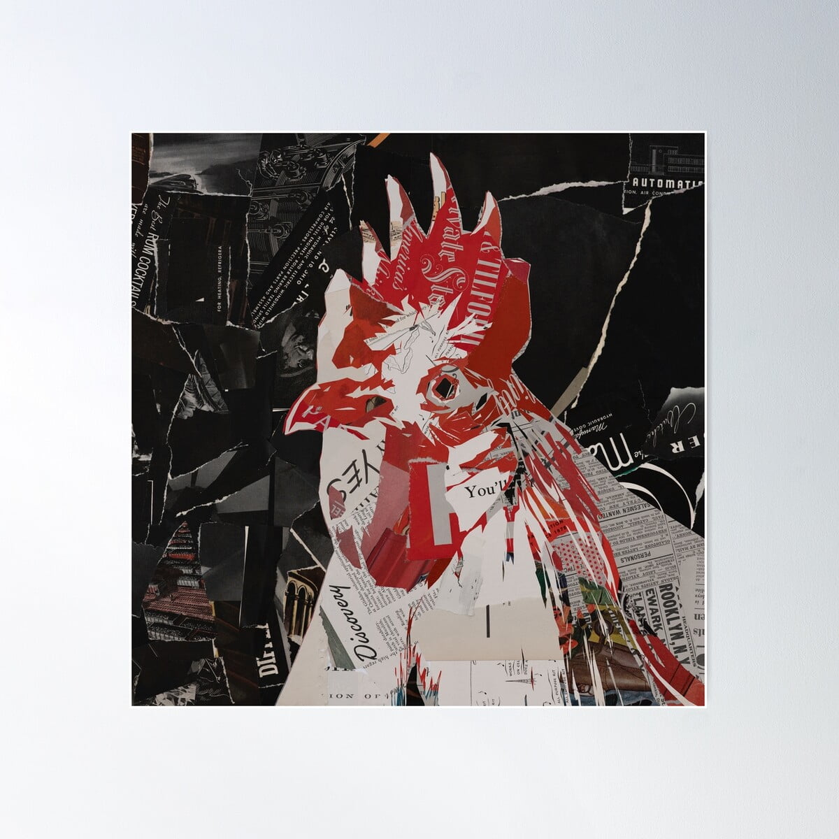 Rooster Collage Poster Wall Art, Modern Wall Decor For Living Room ...