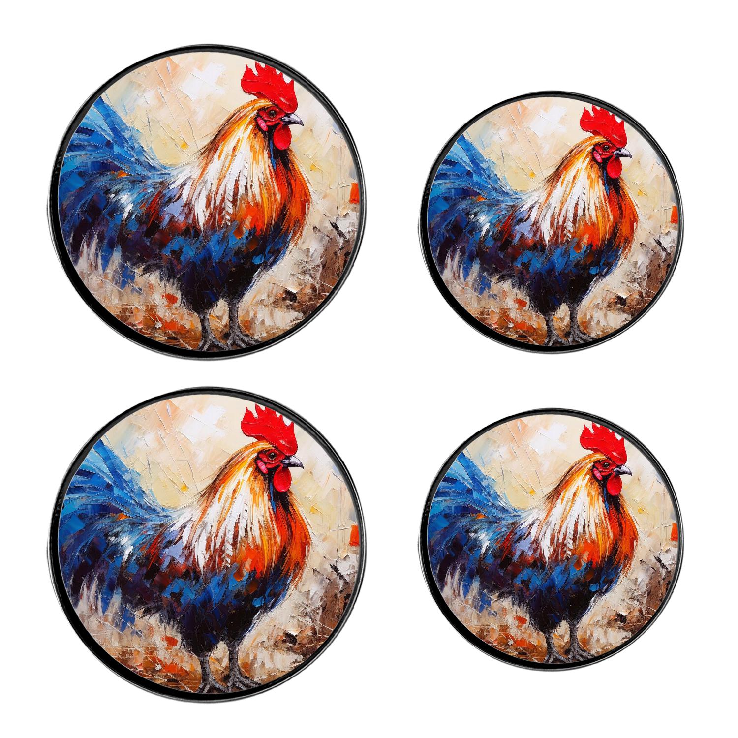 Rooster Color Big Animal Print Stove Burner Covers Set,Gas Stove Burner ...