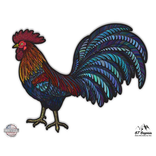 Rooster Colorful - 3" Vinyl Sticker - For Car Laptop I-Pad Phone Helmet ...