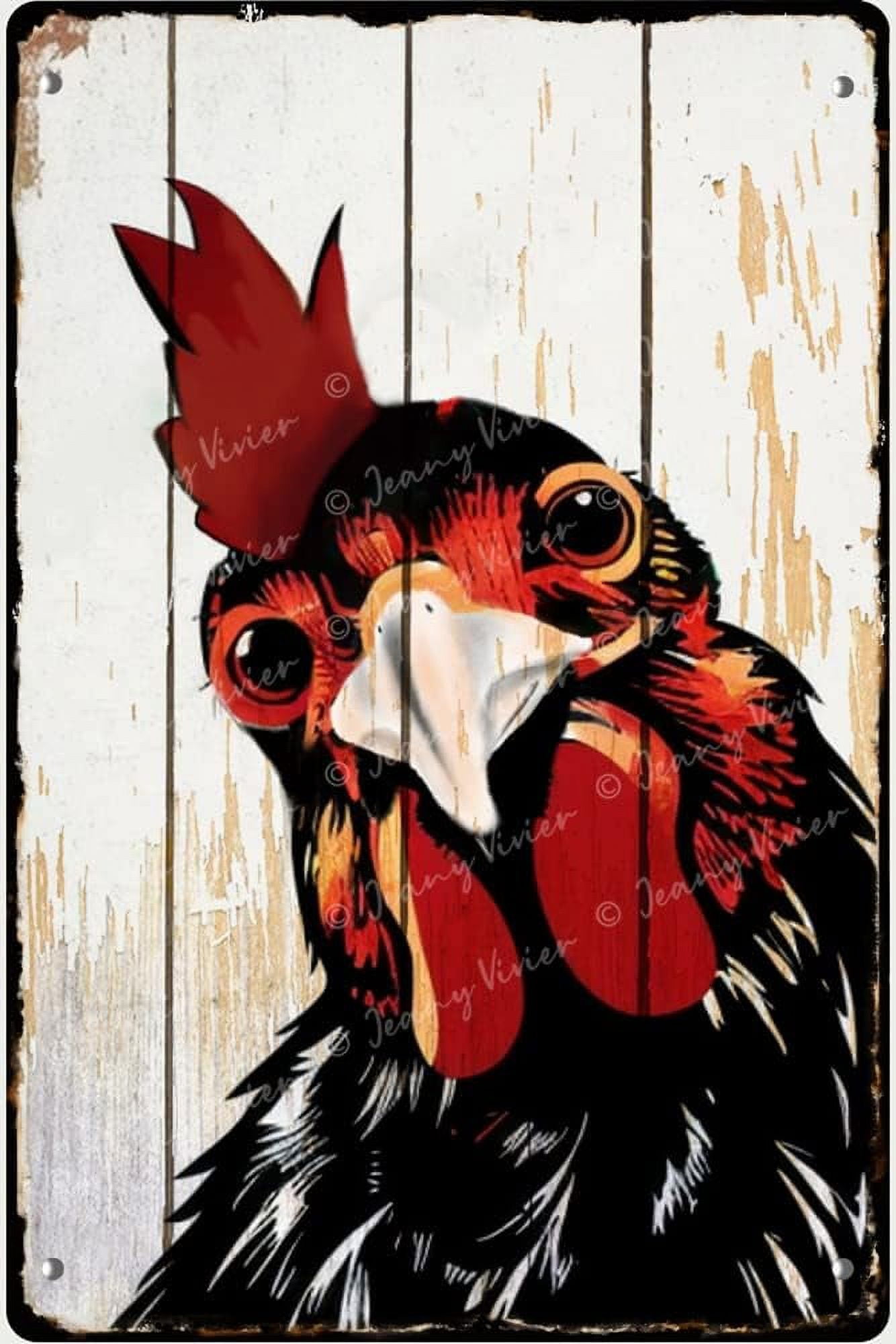 Rooster Decor, Funny Kitchen Tin Sign, Rustic Farmhouse Painting Poster ...