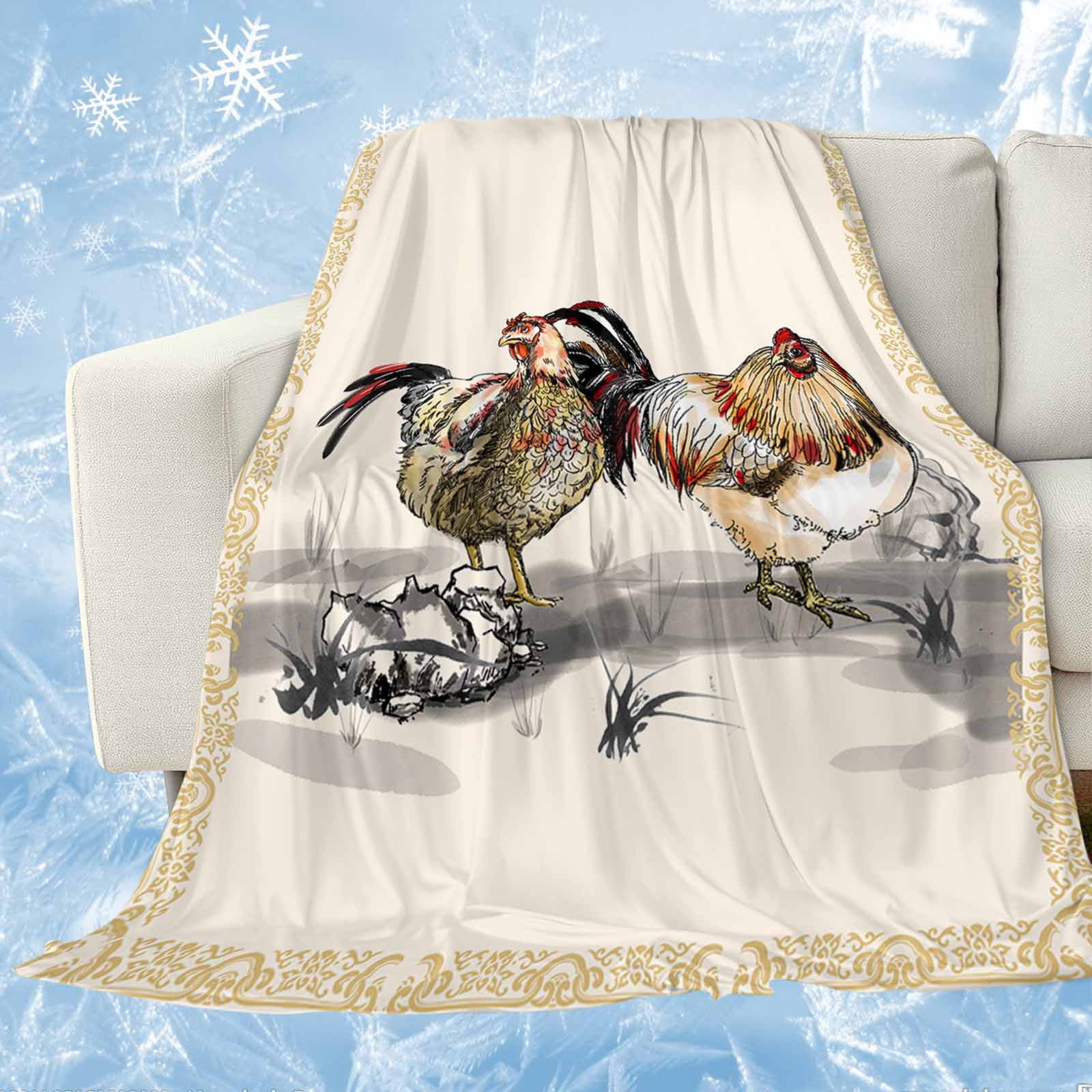 Rooster Farm Animal Country Cooling Blanket, Lightweight Breathable ...
