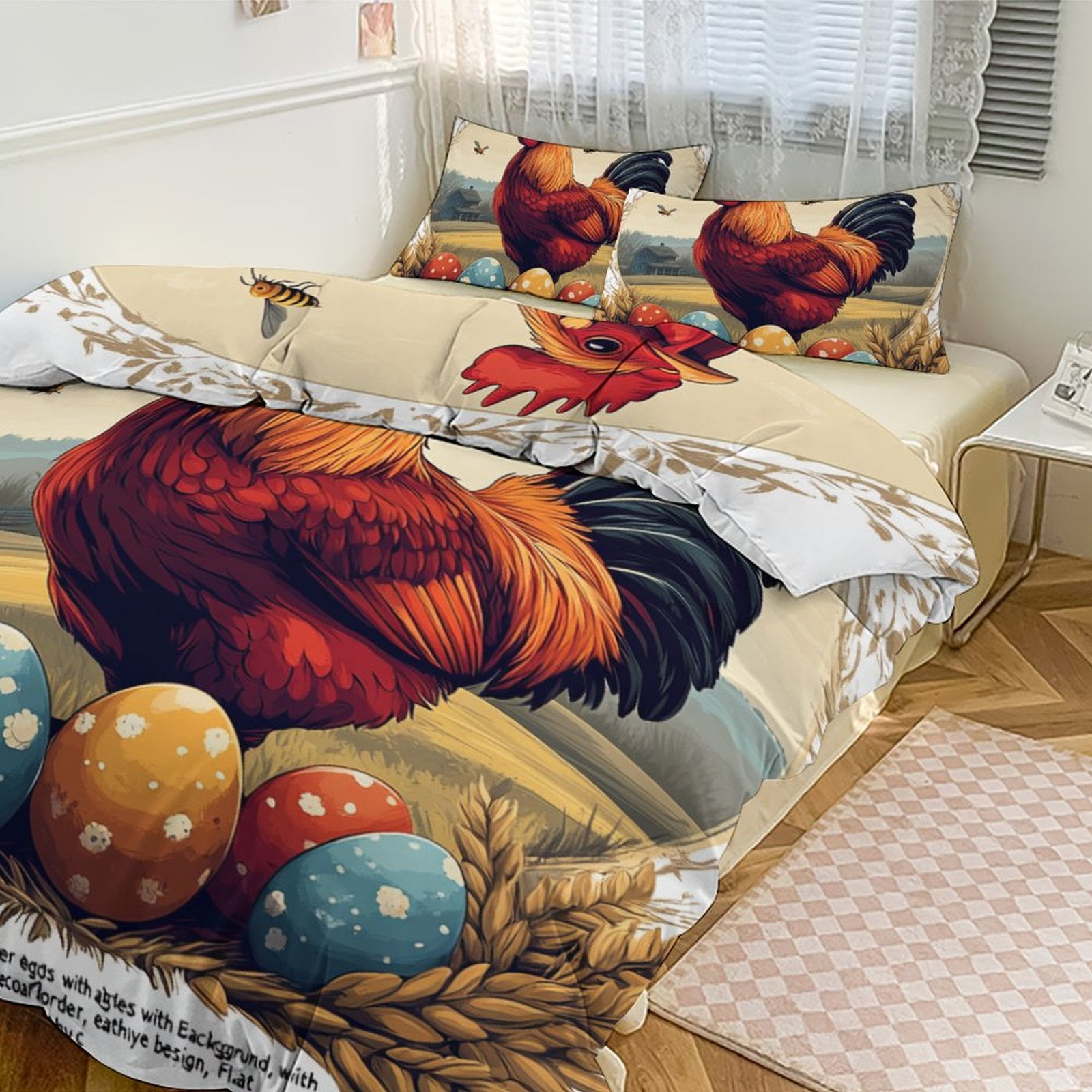 Rooster Farm Bedding Set with Zipper Closure for Girls & Boys - Walmart.com