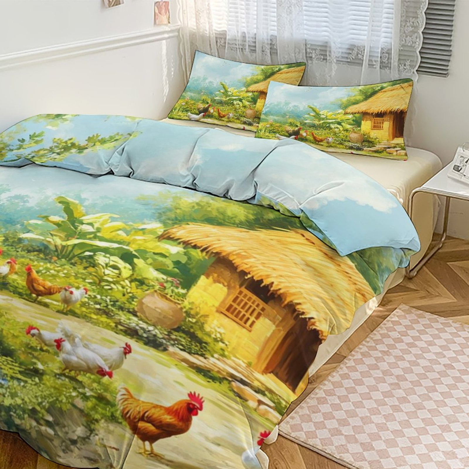 Rooster Farm Bedding Set with Zipper Closure for Girls & Boys - Walmart.com