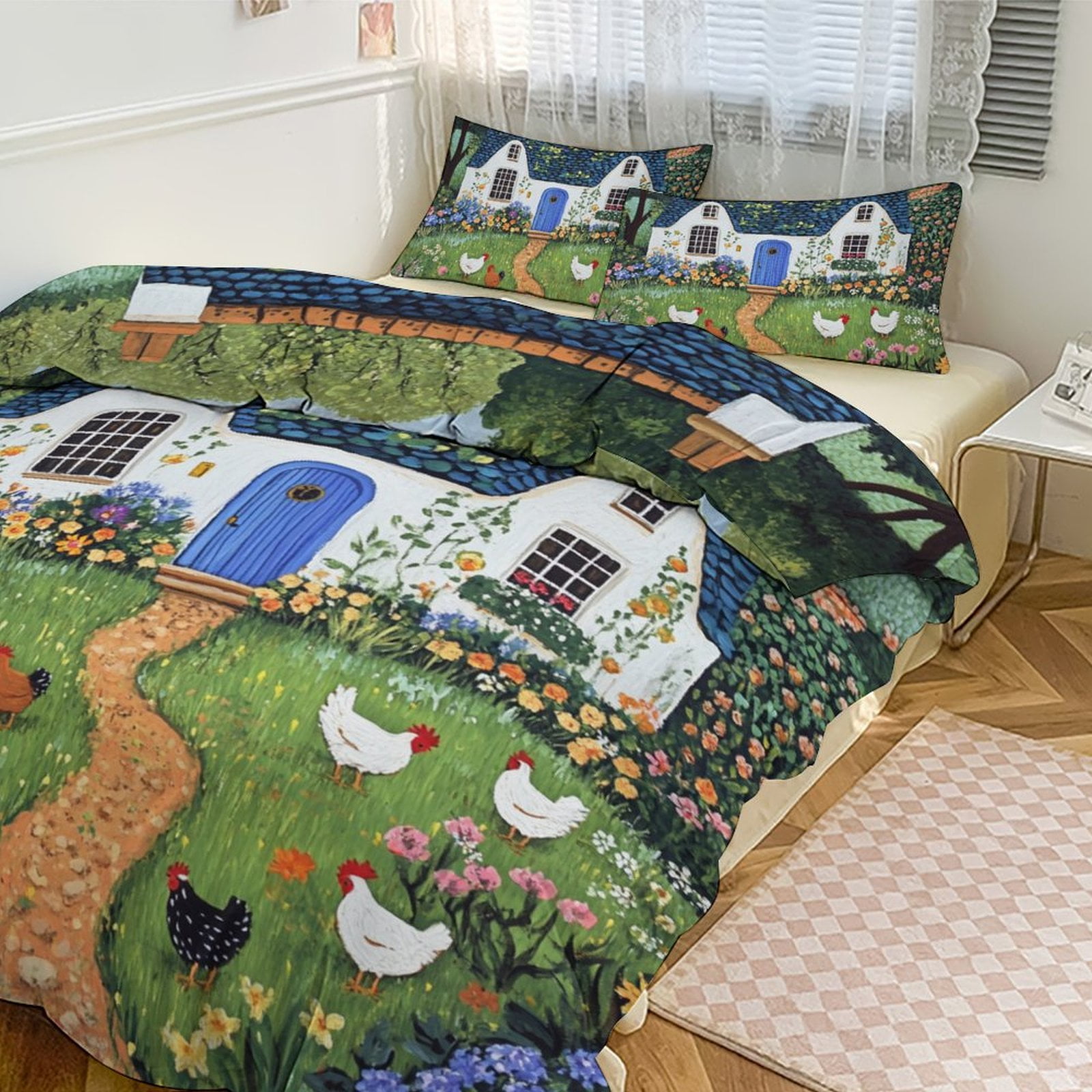 Rooster Farm Bedding Sets Twin Duvet Cover 3 Piece Cute Bed Set for ...