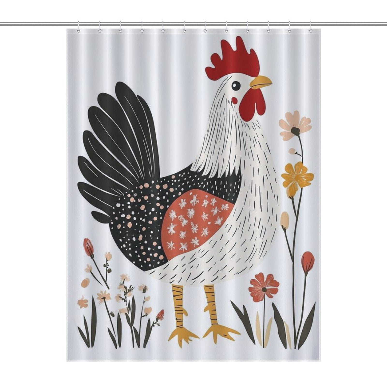 Rooster Farm Cloth Fabric Bathroom Decor Set with Hooks - Walmart.com