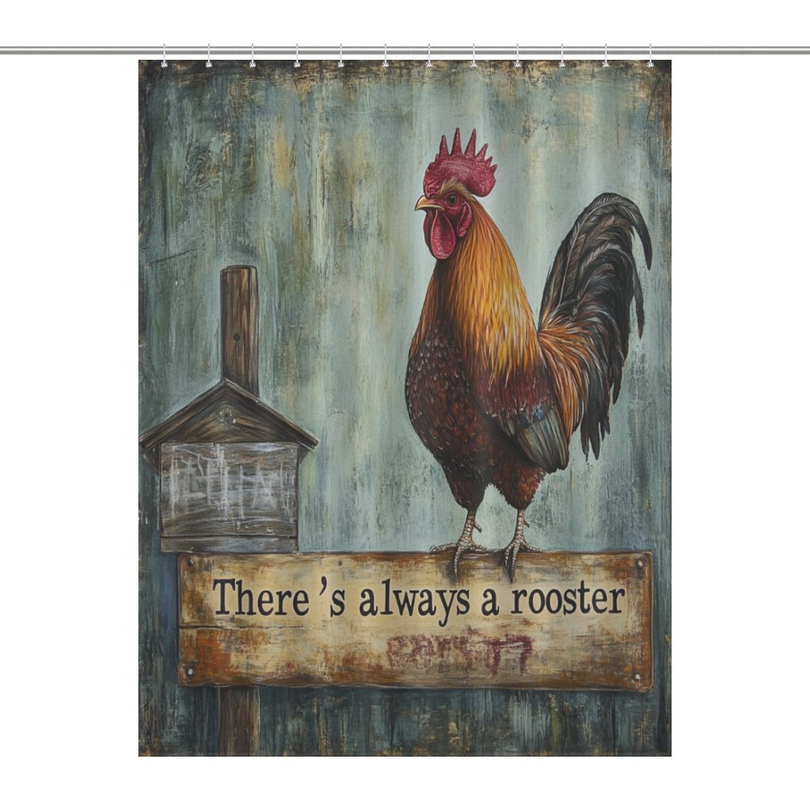 Rooster Farm Cloth Fabric Bathroom Decor Set with Hooks - Walmart.com