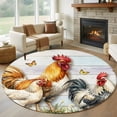 Rooster Farmhouse Hen 5FT Round Area Rugs for Living Room Country ...