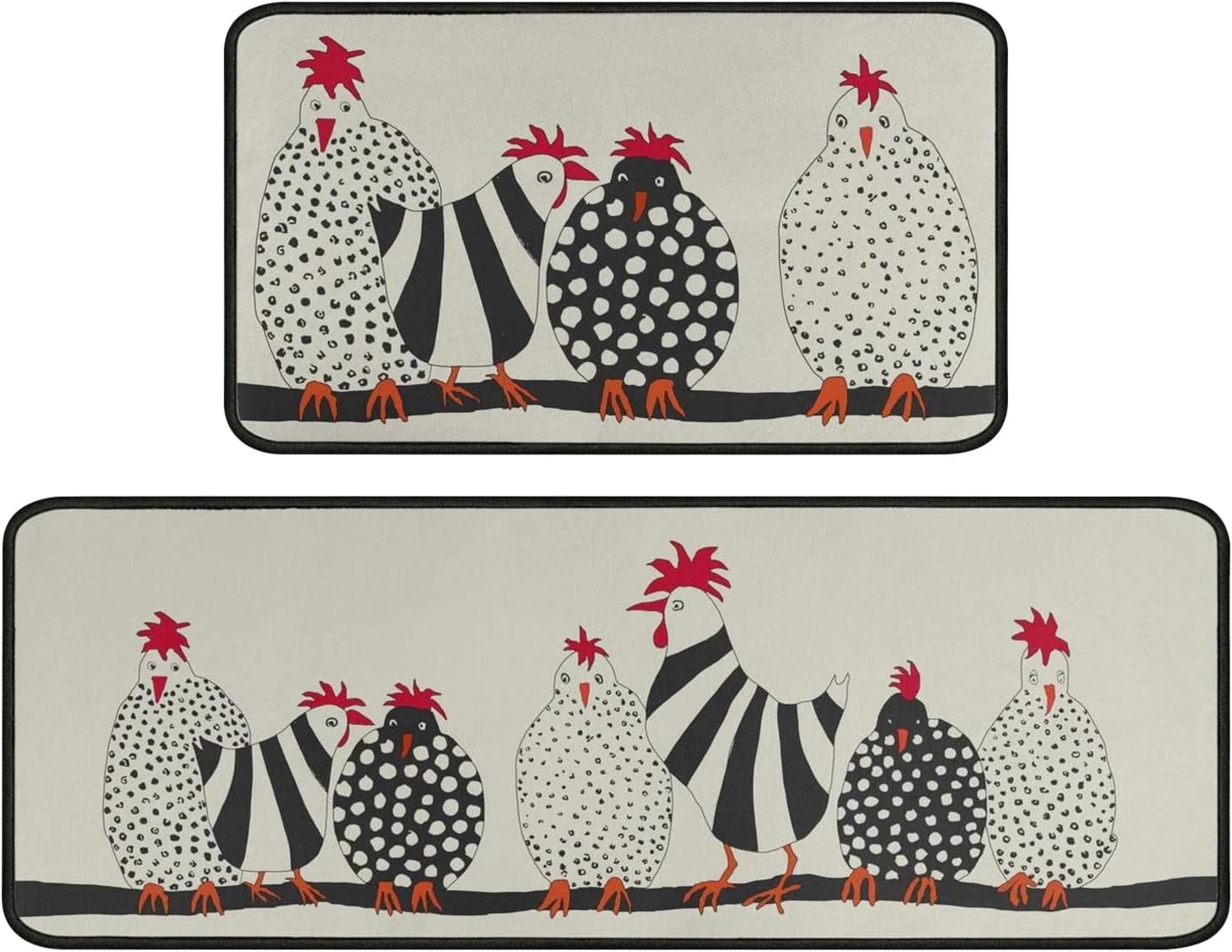 Rooster Farmhouse Kitchen Rugs Set 2 Piece Colorful Summer Decorative ...