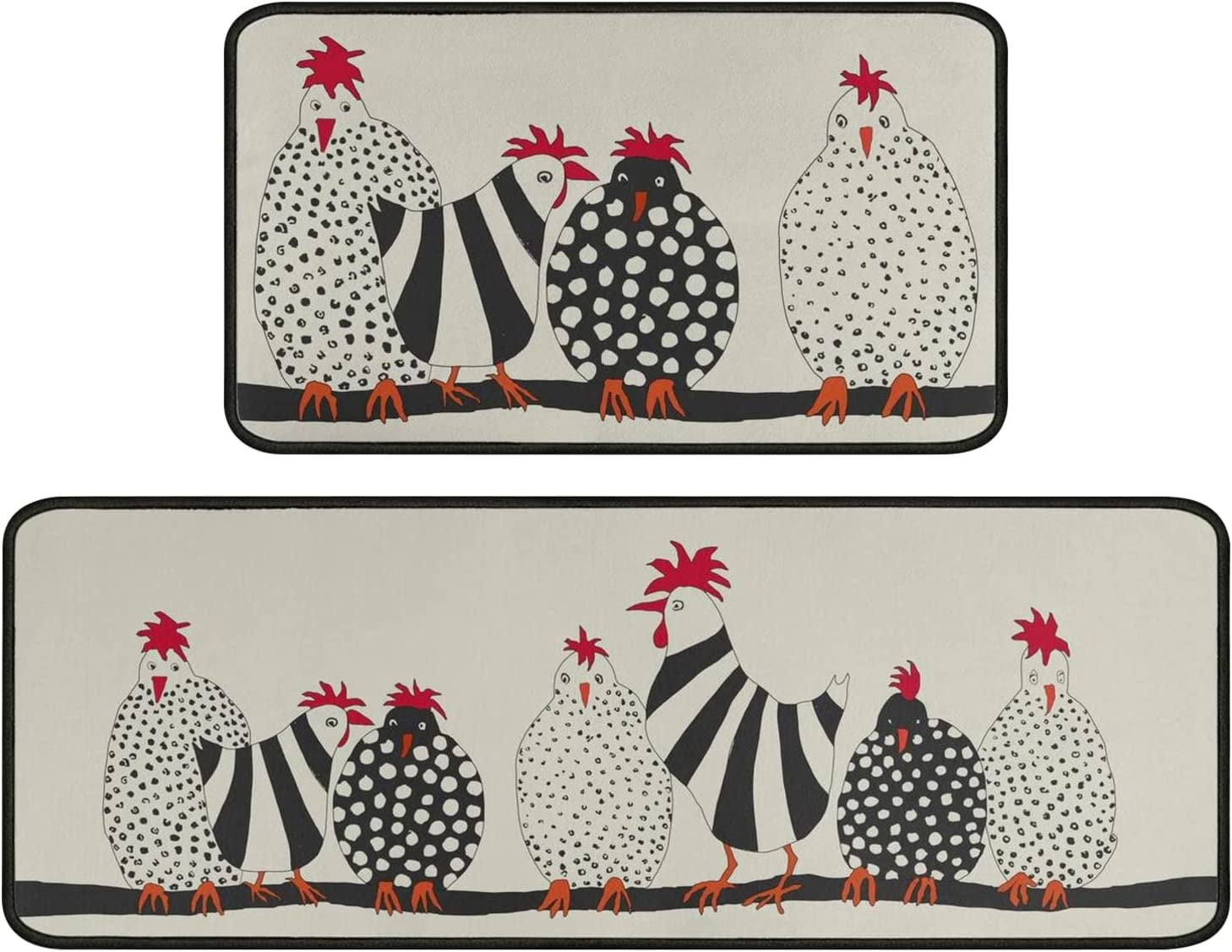 Rooster Farmhouse Kitchen Rugs Set 2 Piece Colorful Summer Decorative ...